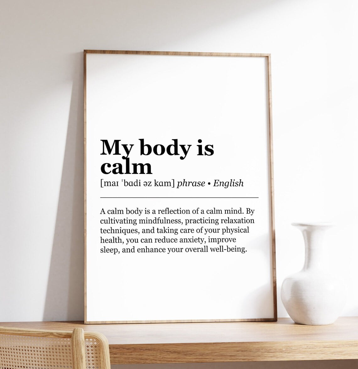 My Body Is Calm Definition Print, Self-Care Poster, Mental Health, Self ...