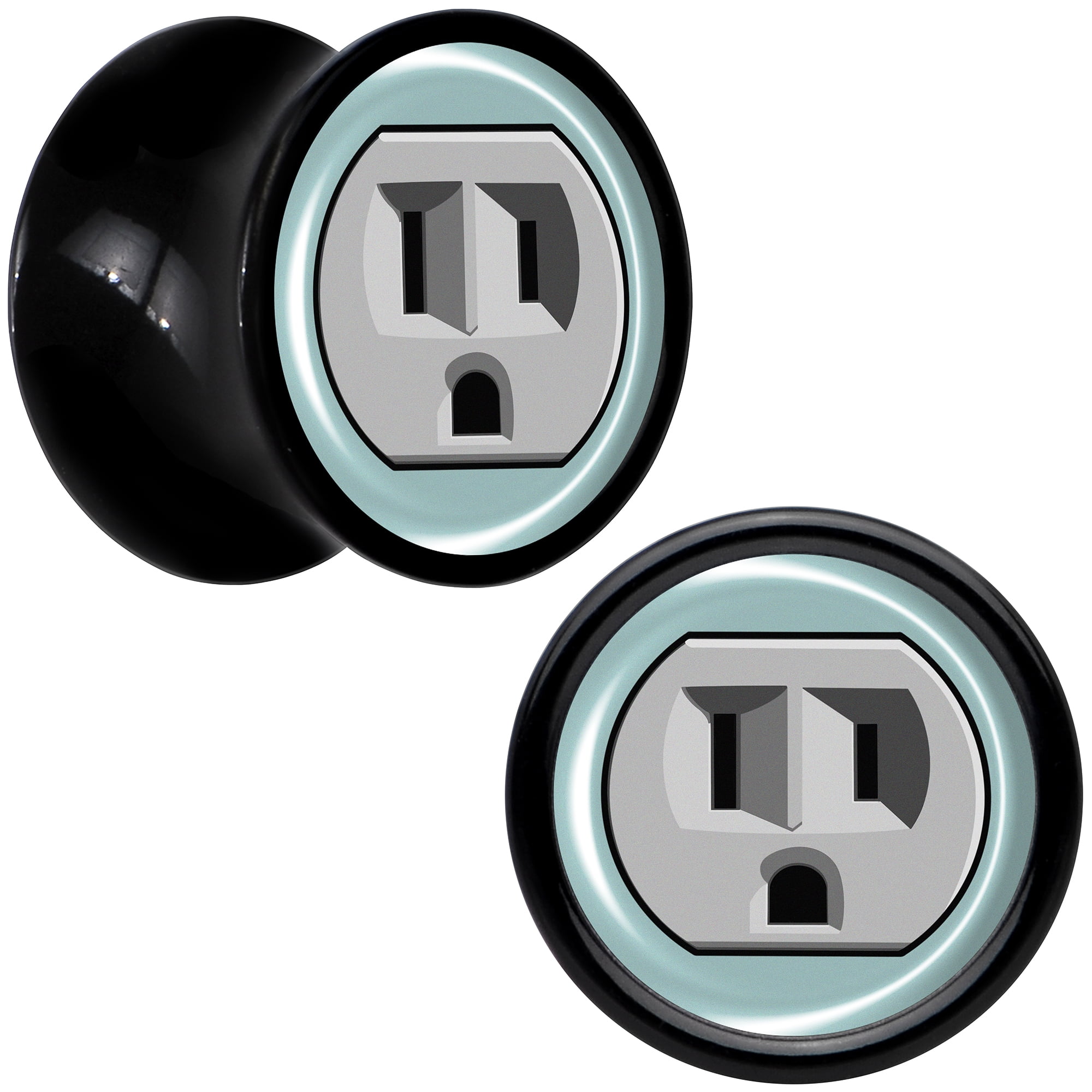 Body Candy 0 Gauge 2PC Black Acrylic Frowning Plug Outlet Saddle Plugs ...