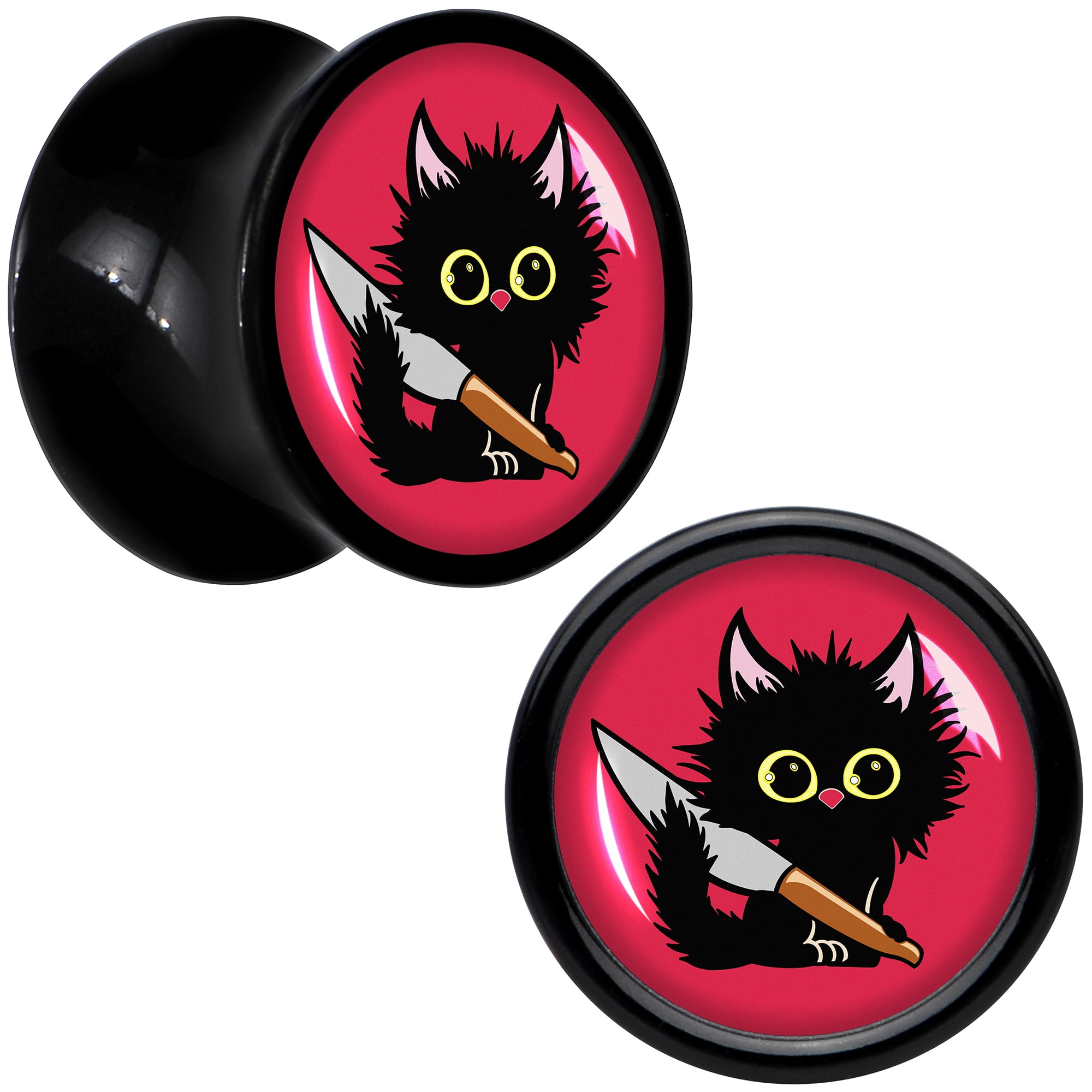 Body Candy 0 Gauge Stabby Cat Acrylic Saddle Plug Set - Walmart.com
