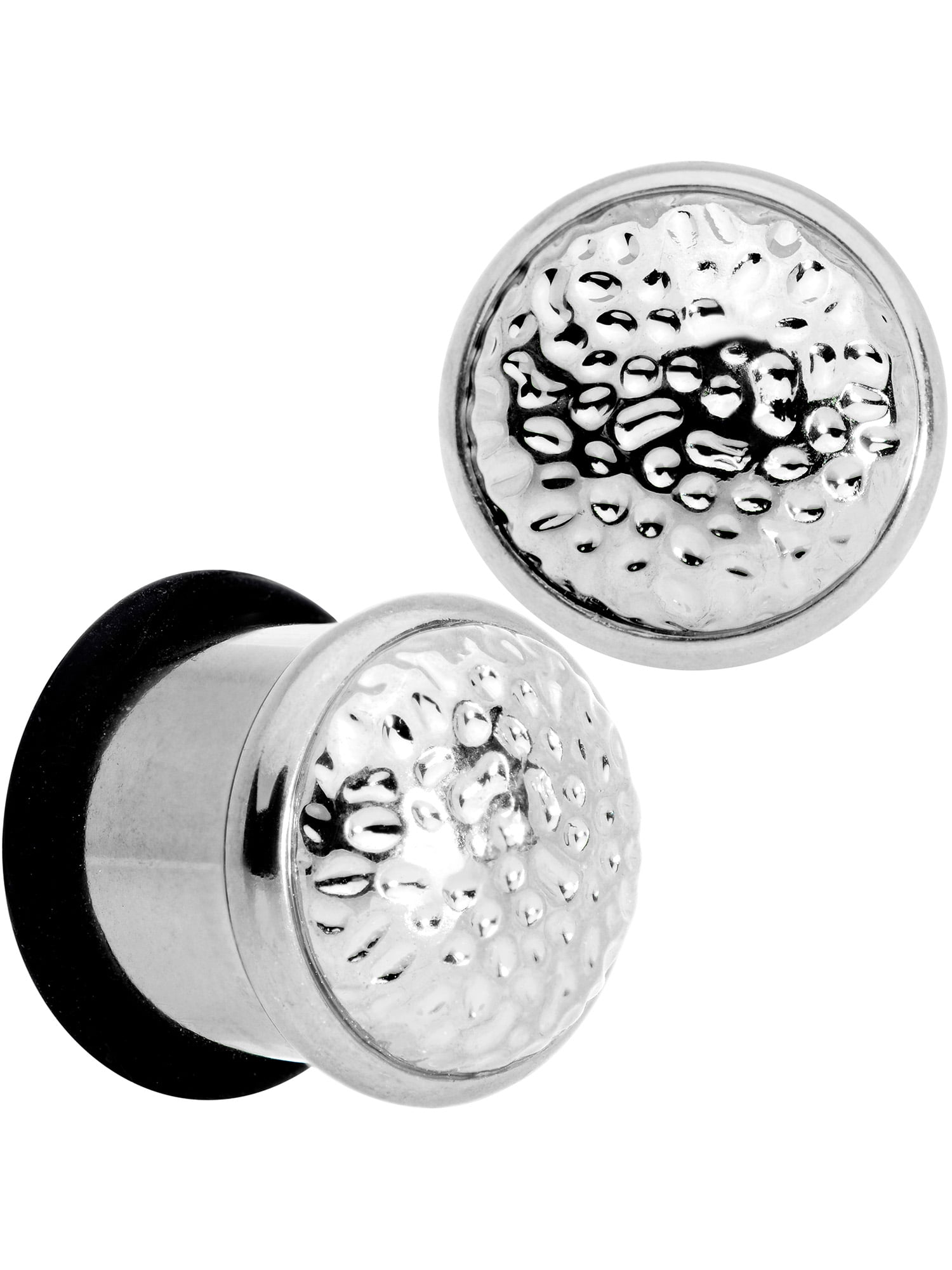 Body Candy 00G 2Pc Ear Plugs 316L Steel Hammered Finish Single Flare ...