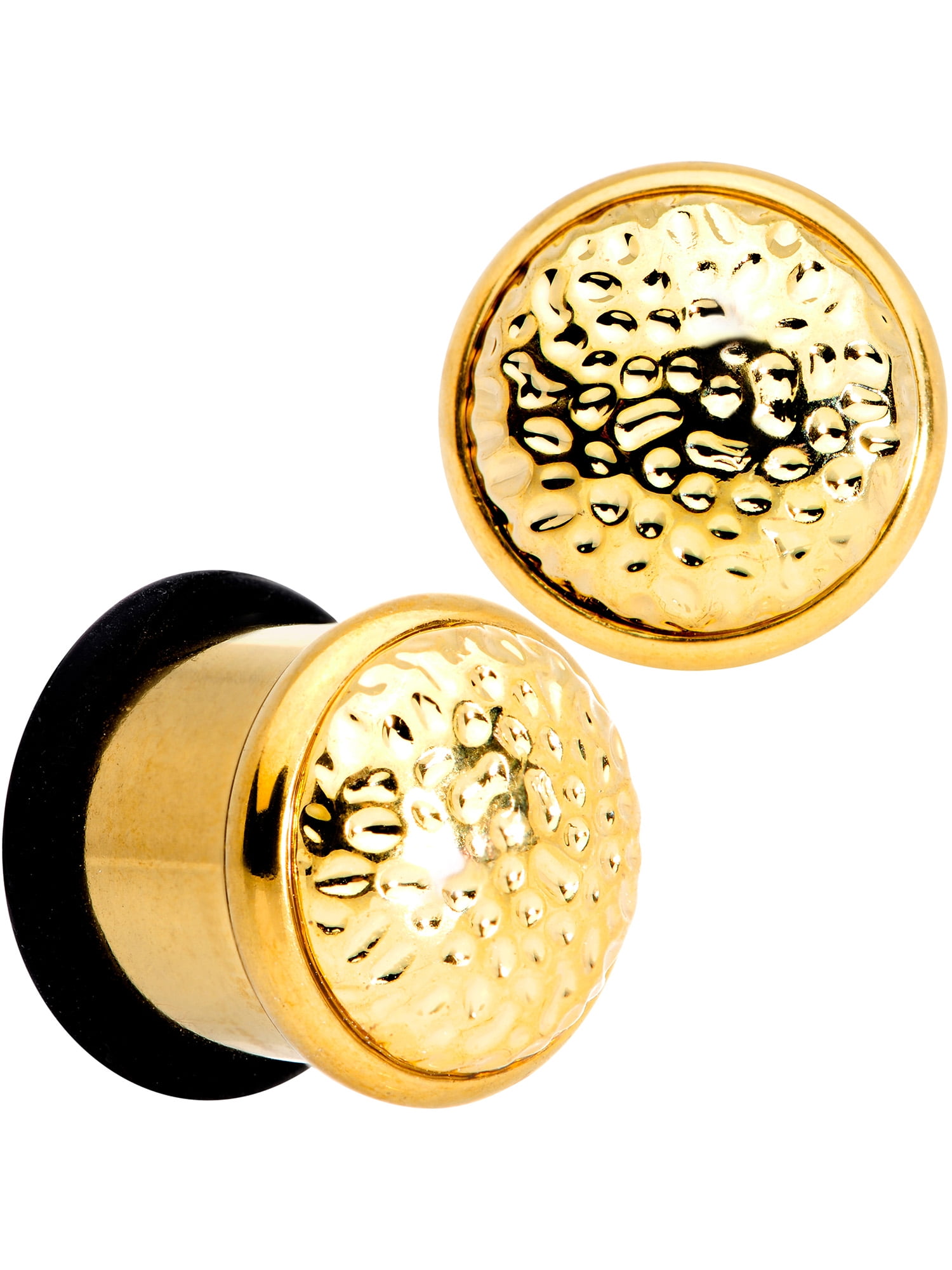 Body Candy 00G 2Pc Ear Plugs Plated Steel Hammered Finish Single Flare ...