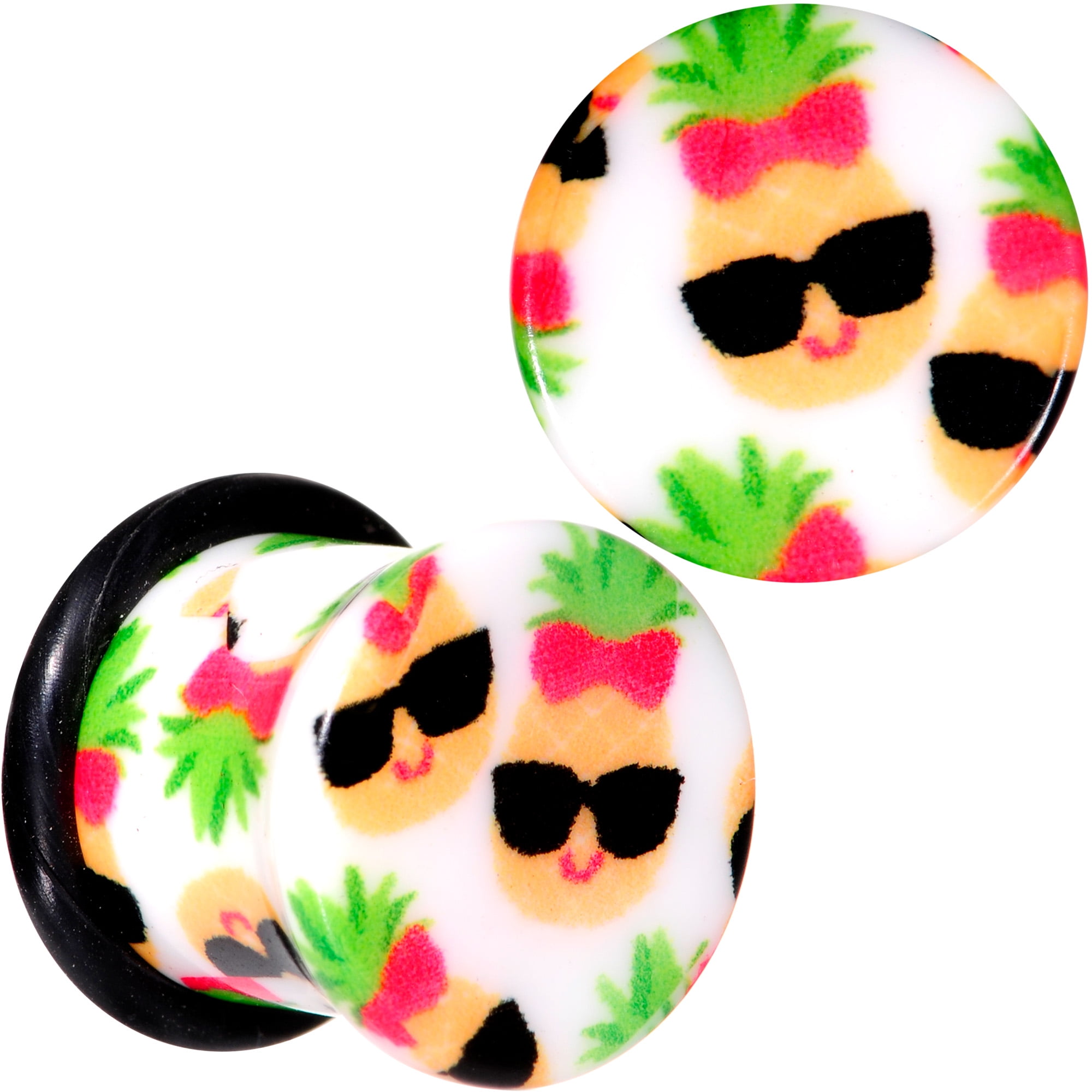 Body Candy 00G 2Pc Ear Plugs White Acrylic Cool Pineapple Single Flare ...