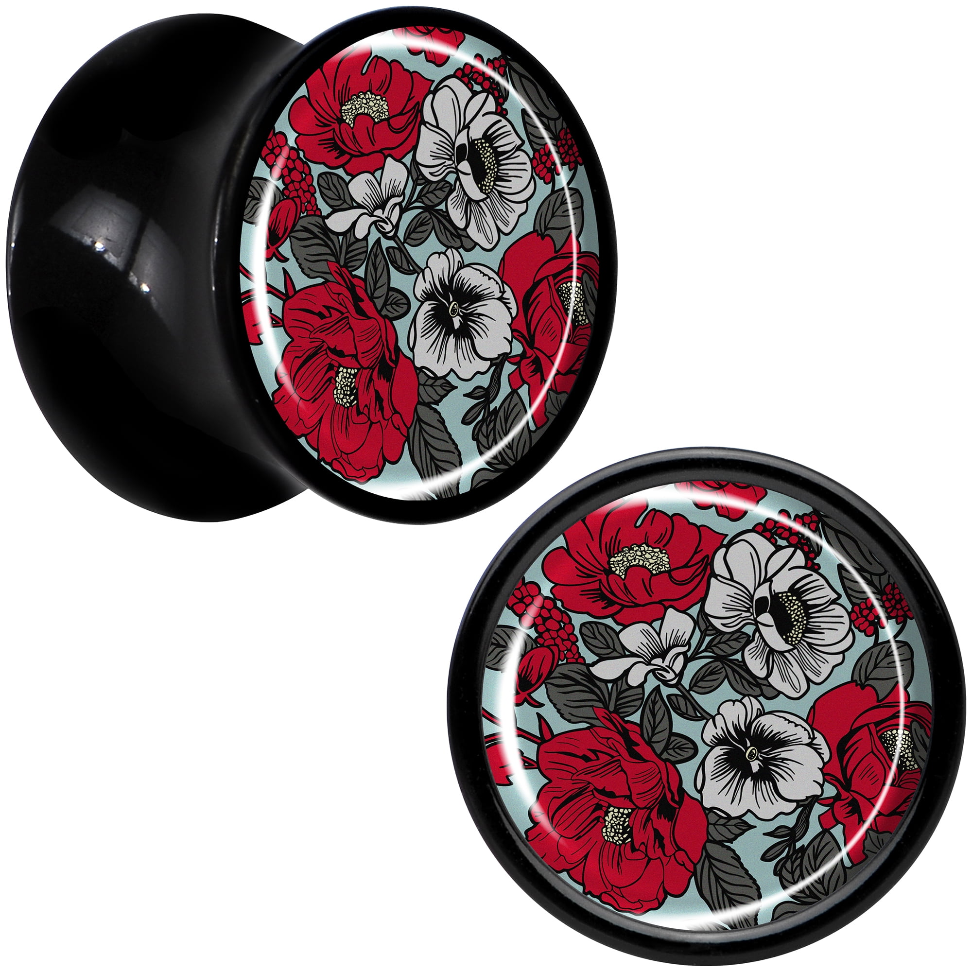 Body Candy 00g 2PC Black Acrylic Blossom Creation Vibrant Bloom of ...