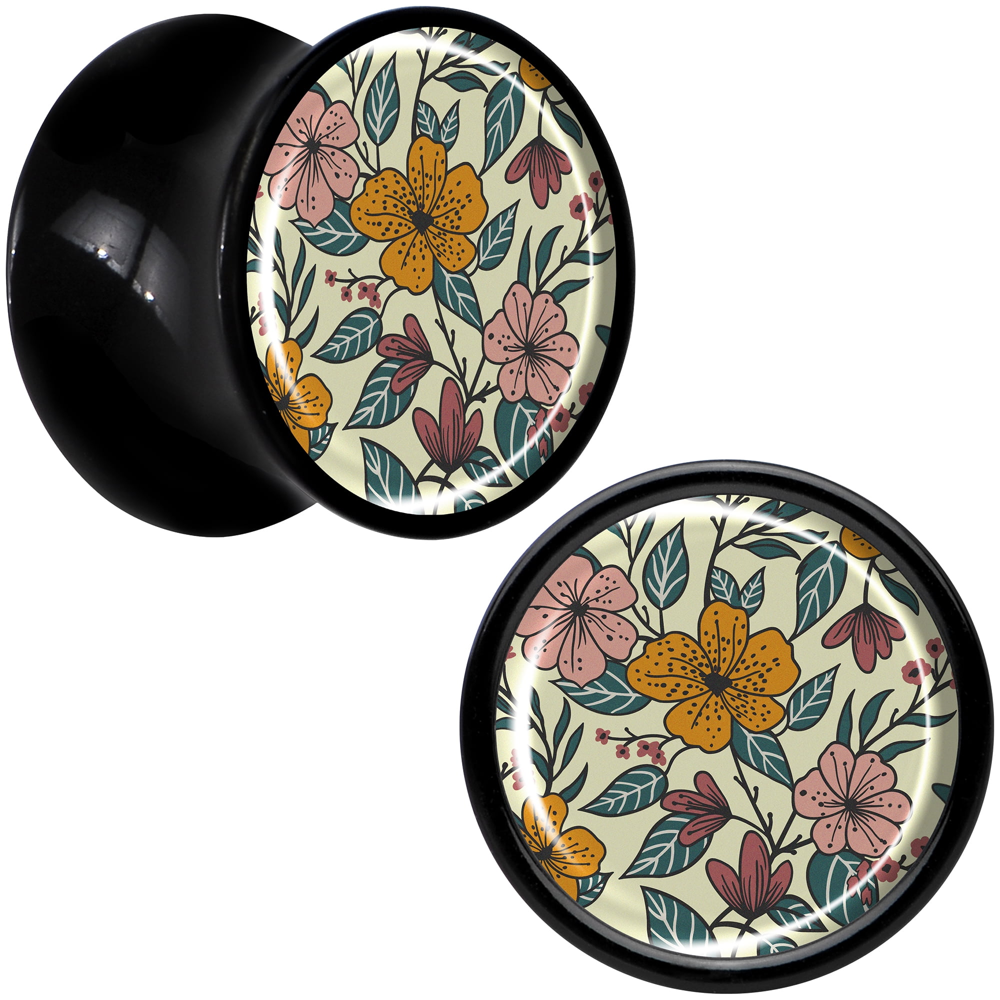 Body Candy 00g 2PC Black Acrylic Blossom Creation Wildflower Flowers ...