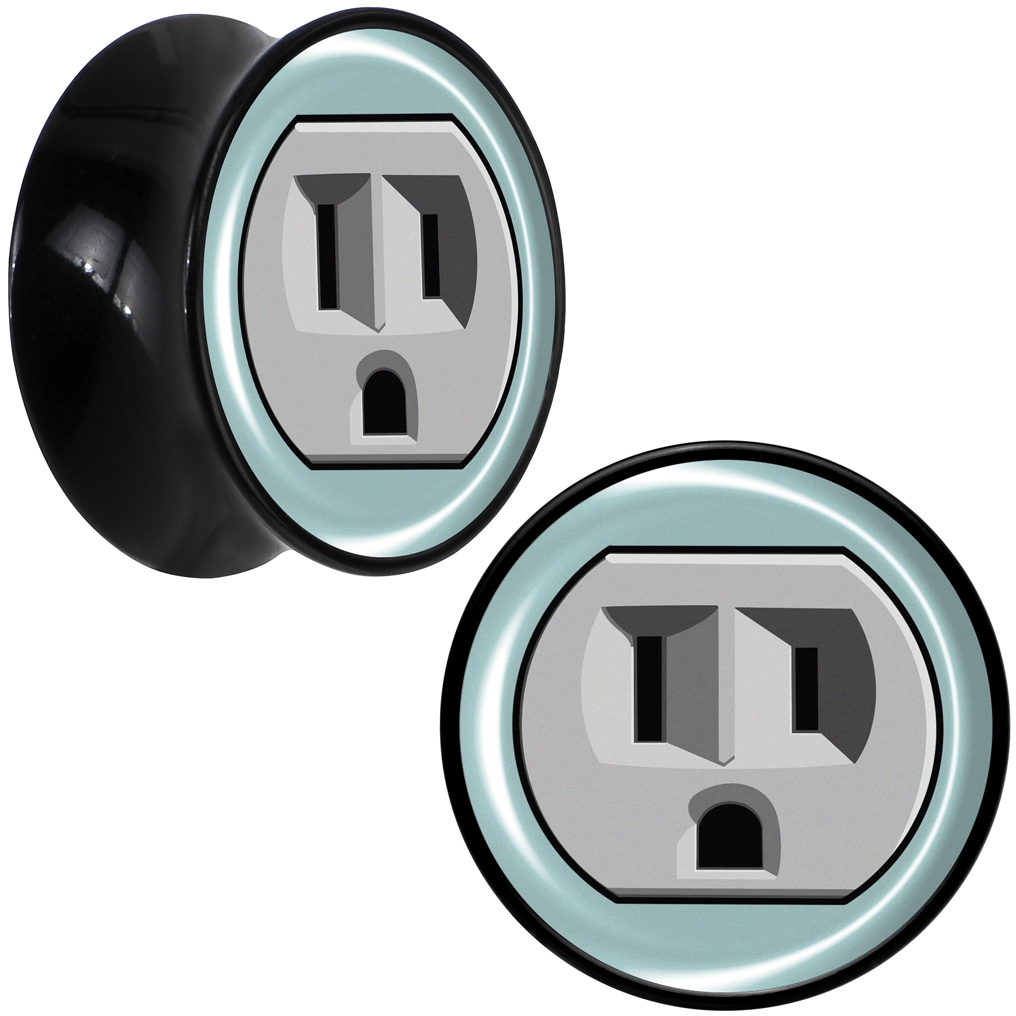 Body Candy 13/16" 2PC Black Acrylic Frowning Plug Outlet Saddle Plugs ...