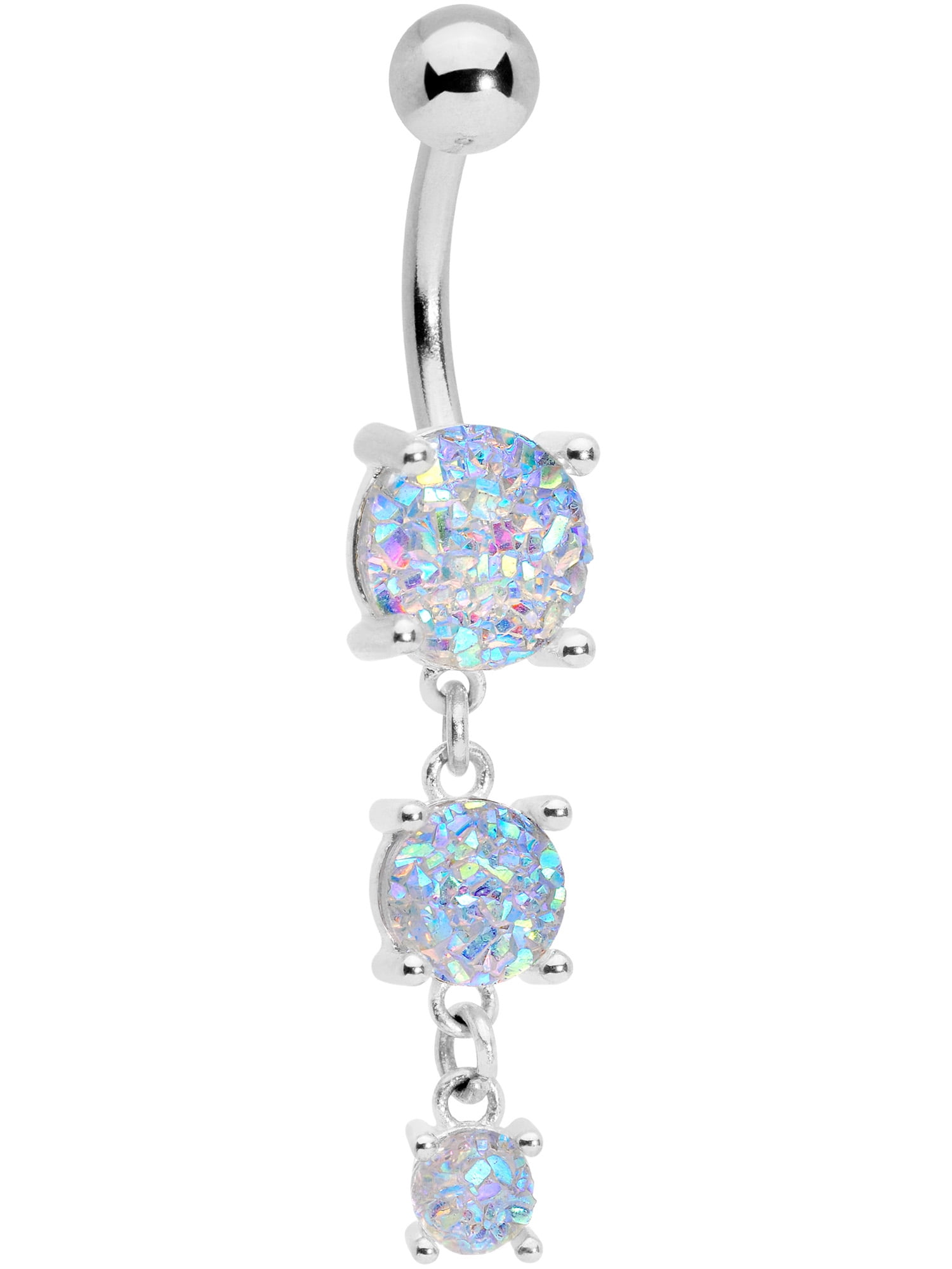 Body Candy 14G 316L Steel Navel Ring Piercing Iridescent White Accent ...