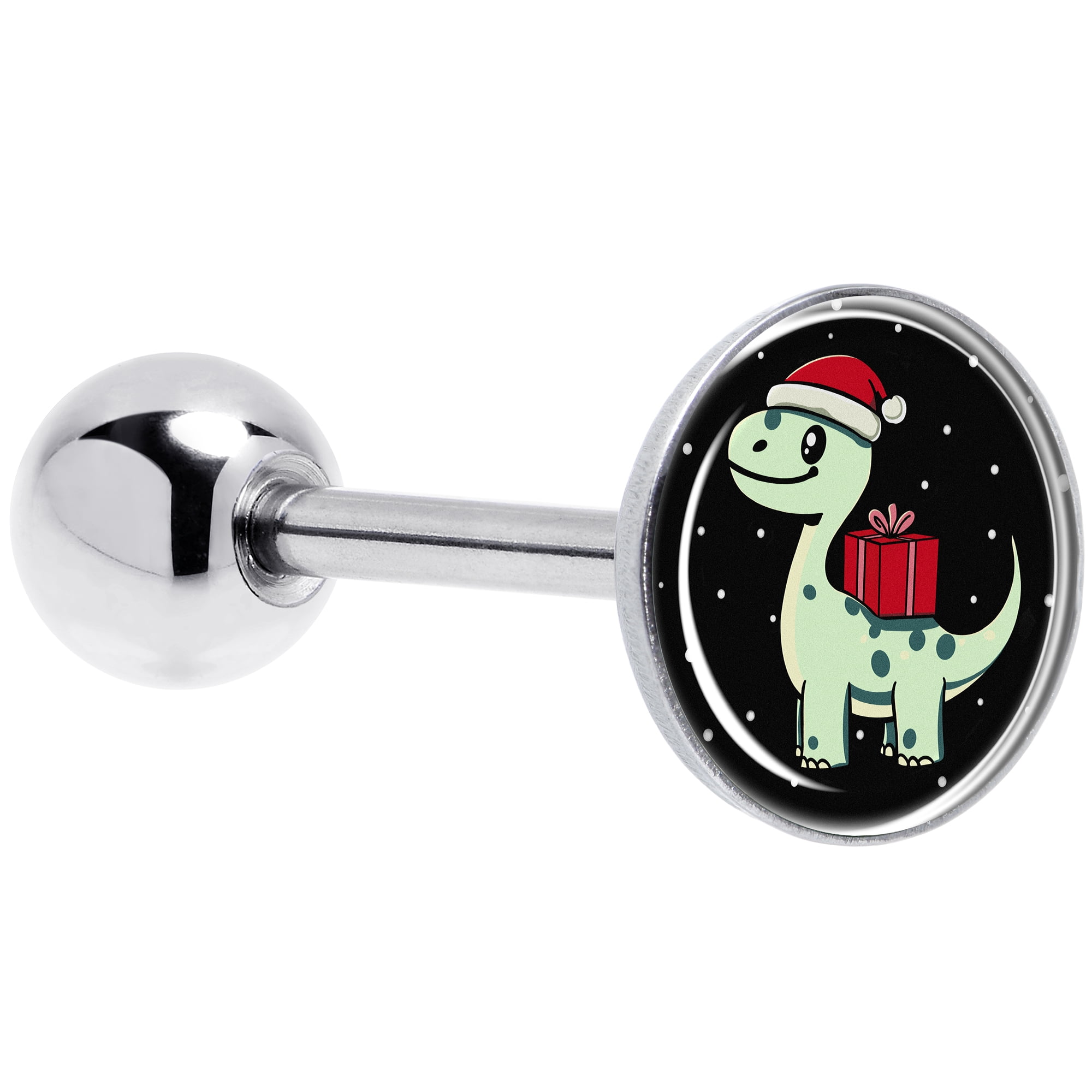 Body Candy 14G Christmas Tongue Ring - 316L Steel Straight Barbell ...