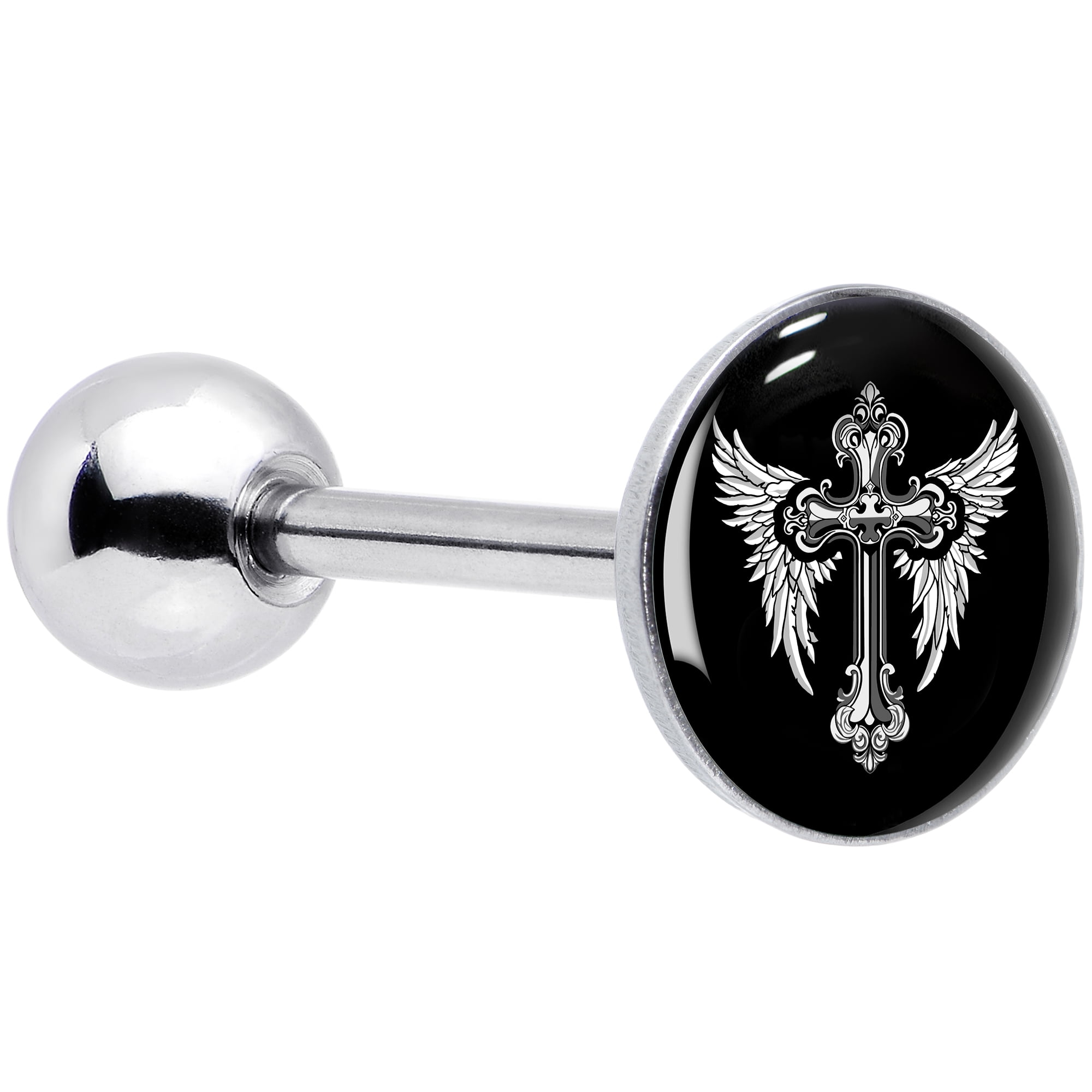 Body Candy 14G Women 316L Stainless Steel Winged Cross Mens Barbell ...