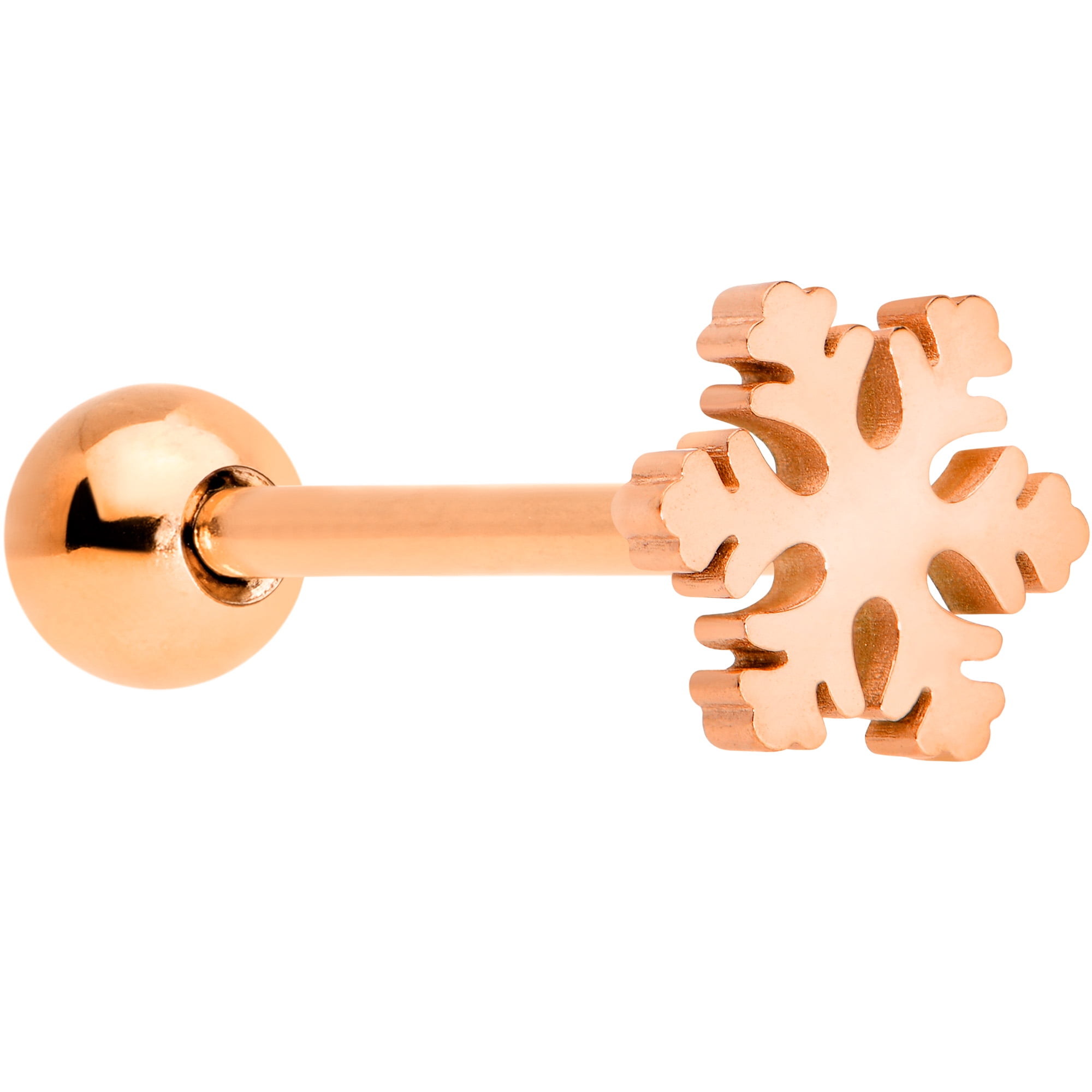 Body Candy 14G Womens PVD Stainless Steel Rosy Winter Snowflake Barbell ...
