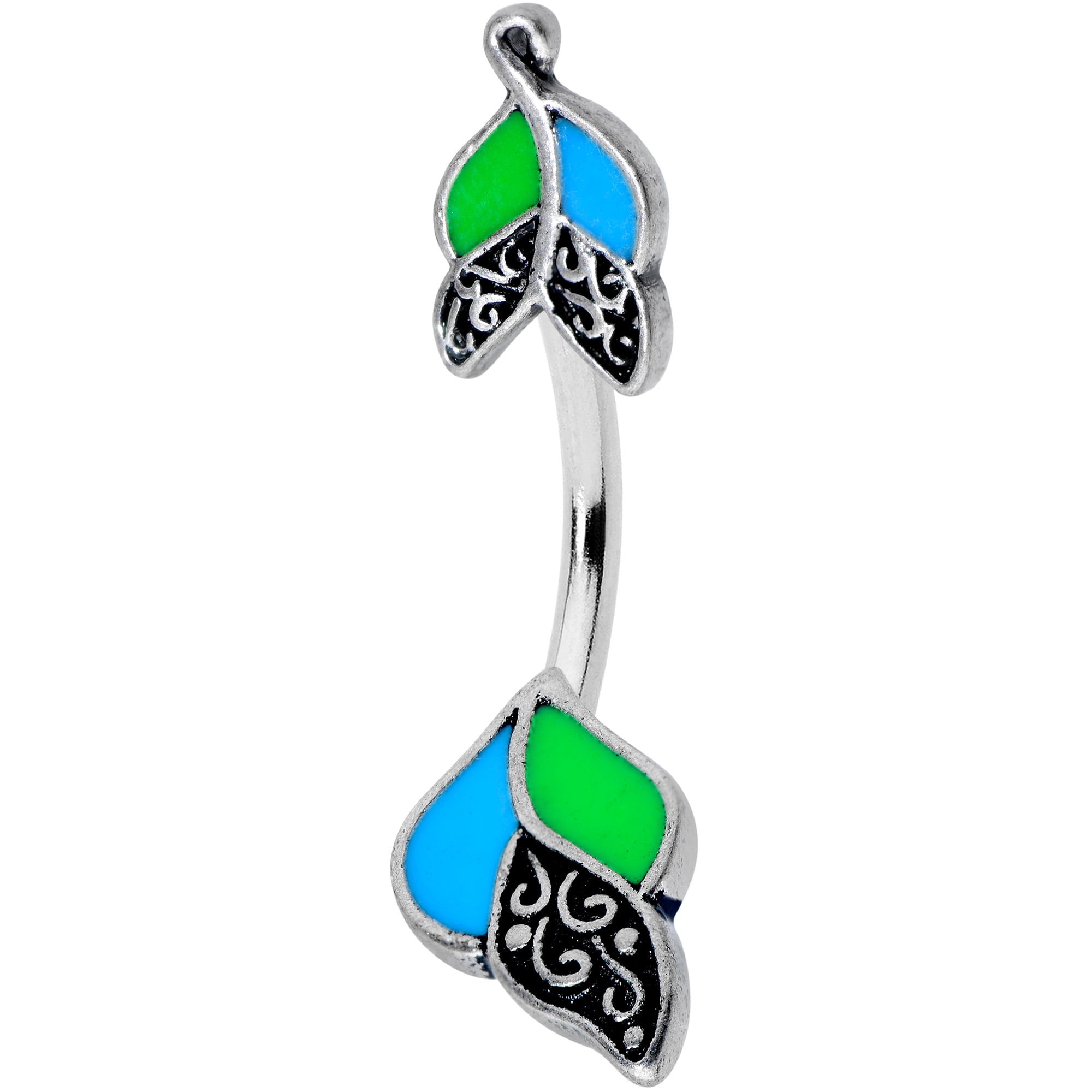 Body Candy 14G Womens Stainless Steel Navel Ring Piercing Green Blue ...