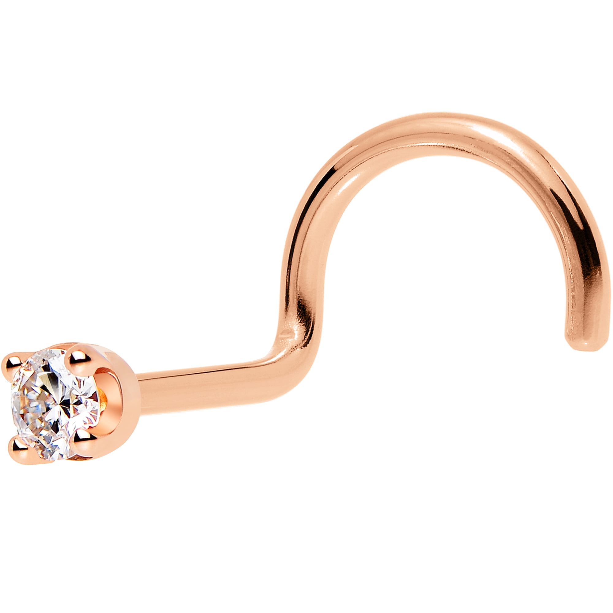 Body Candy 14k Solid Gold Nose Ring Studs -2mm Lab Created Diamond Left ...