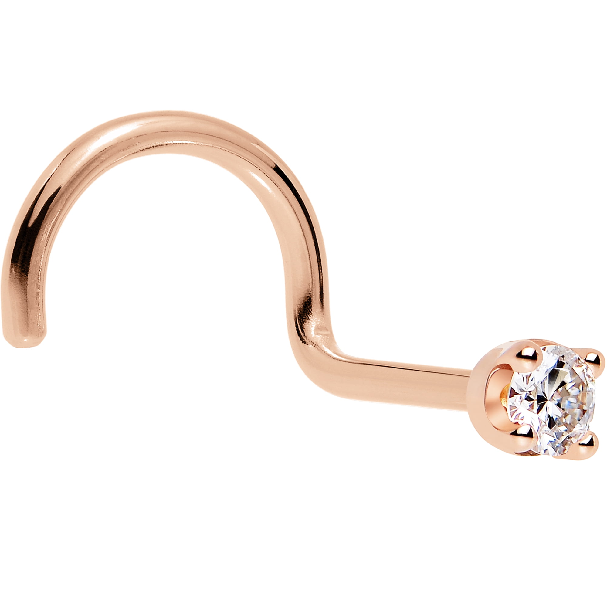 Body Candy 14k Solid Gold Nose Ring Studs -2mm Moissanite Right Side ...