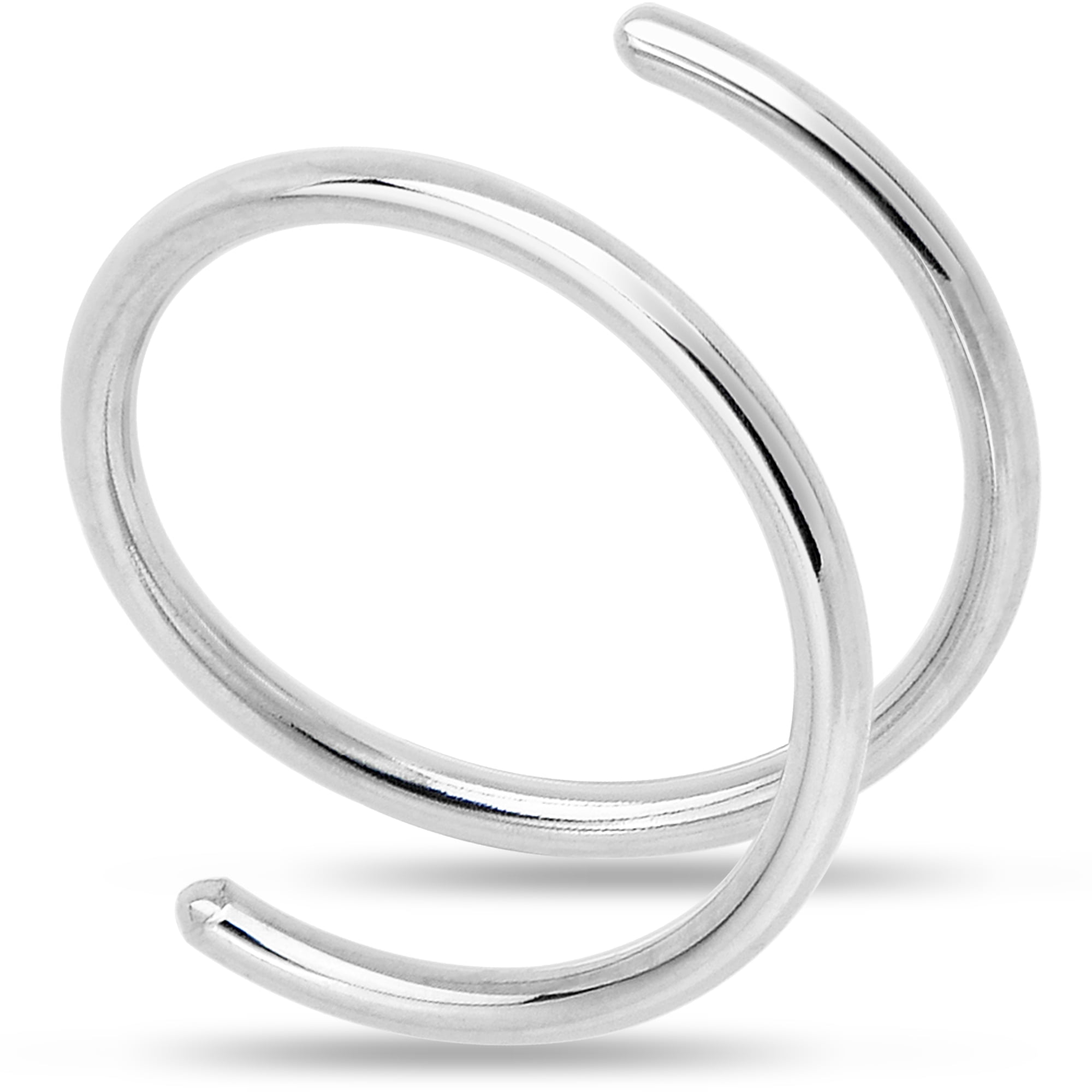 Body Candy 14k White Gold 20 Gauge Double Hoop 8mm Left Spiral Nose ...