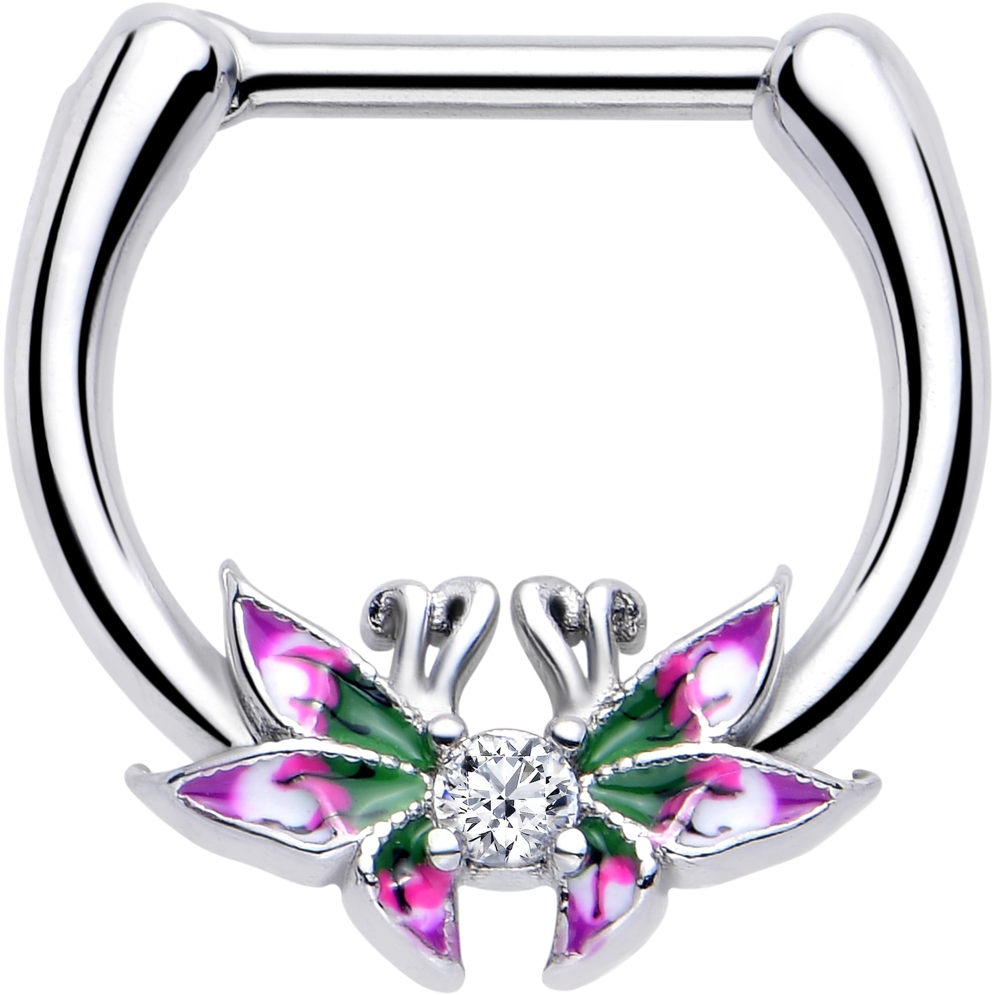 Body Candy 16 Gauge 5/16 Clear CZ Gem Profile Butterflies Cartilage ...