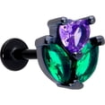Body Candy 16G 316L Stainless Steel Black Purple Love Flower Labret ...