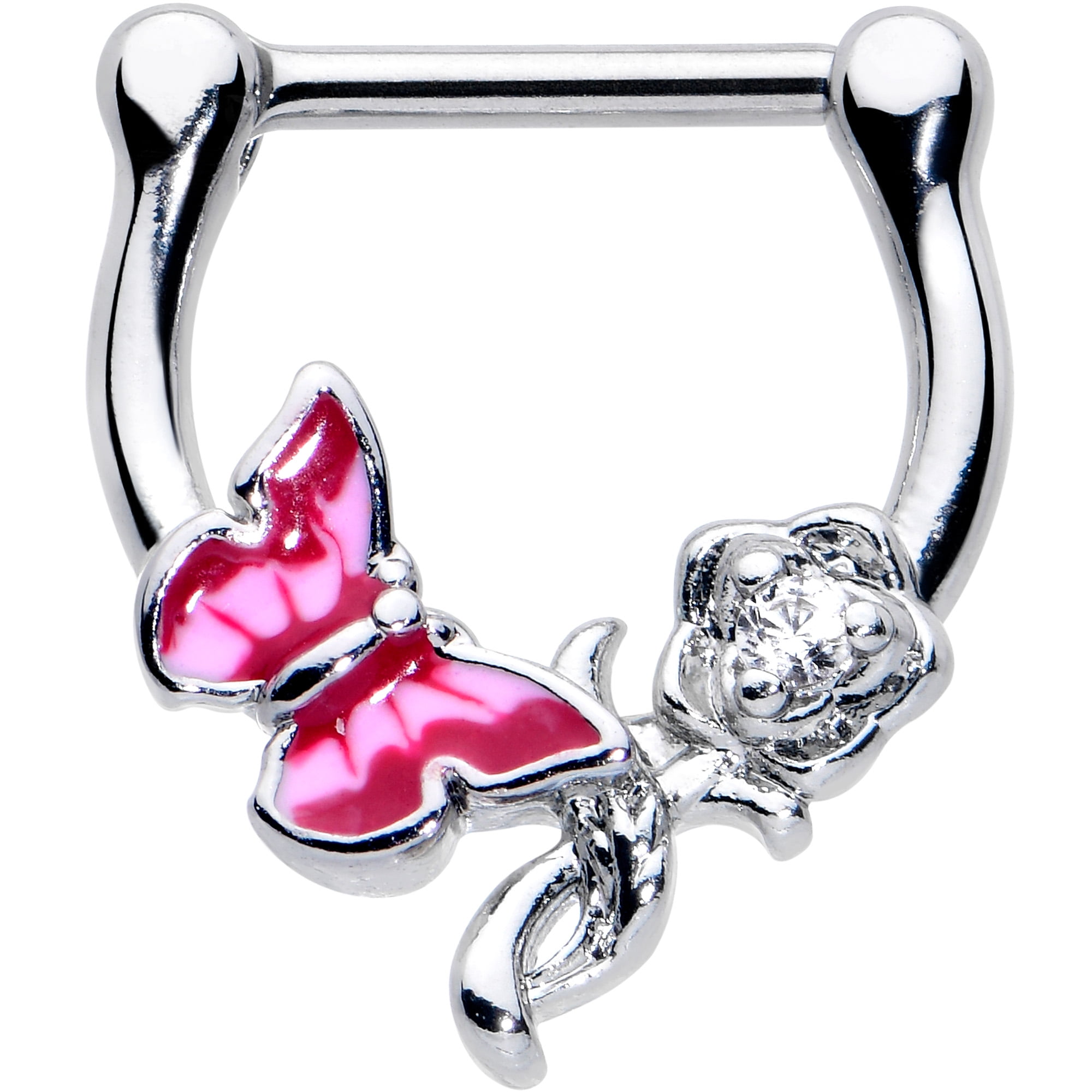 Body Candy 16G 316L Stainless Steel Septum Jewelry Butterfly Rose ...