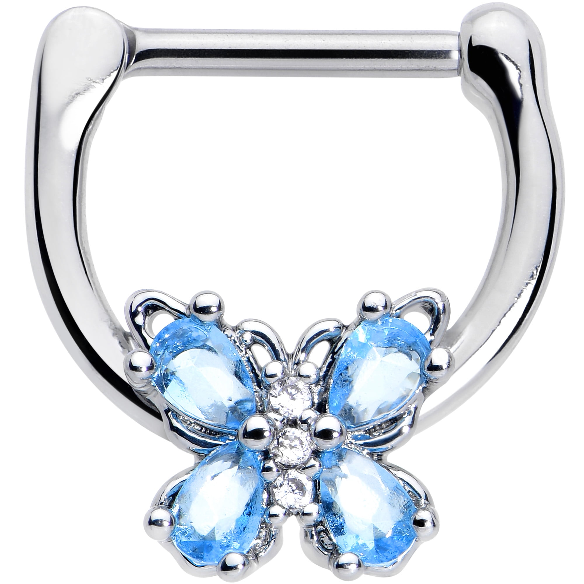 Body Candy 16G 316L Stainless Steel Septum Jewelry Epic Butterfly Blue ...