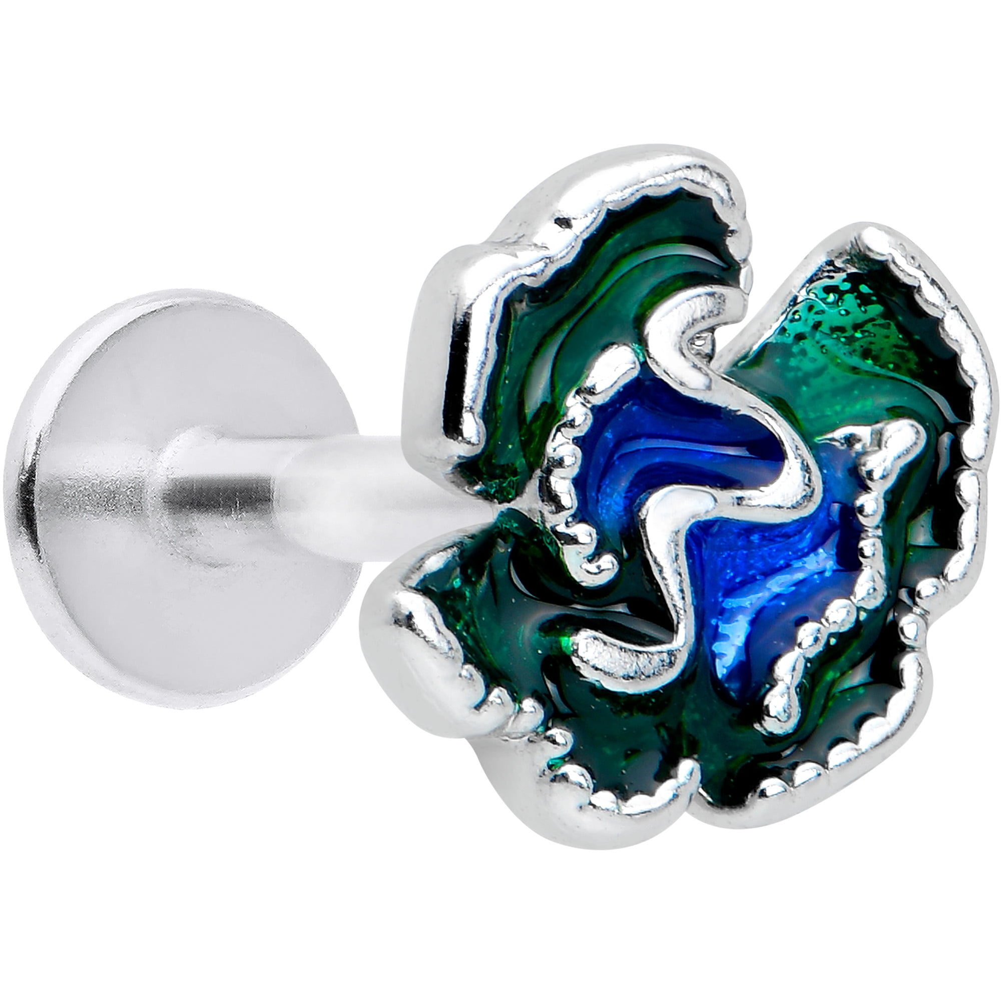 Body Candy 16G 316L Stainless Steel Spring Flower Green Blue Floral ...