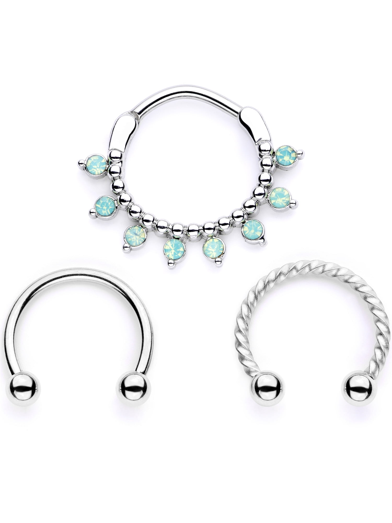 Body Candy 16G 316L Steel Septum Clicker 10mm Horseshoe Teal Accent ...
