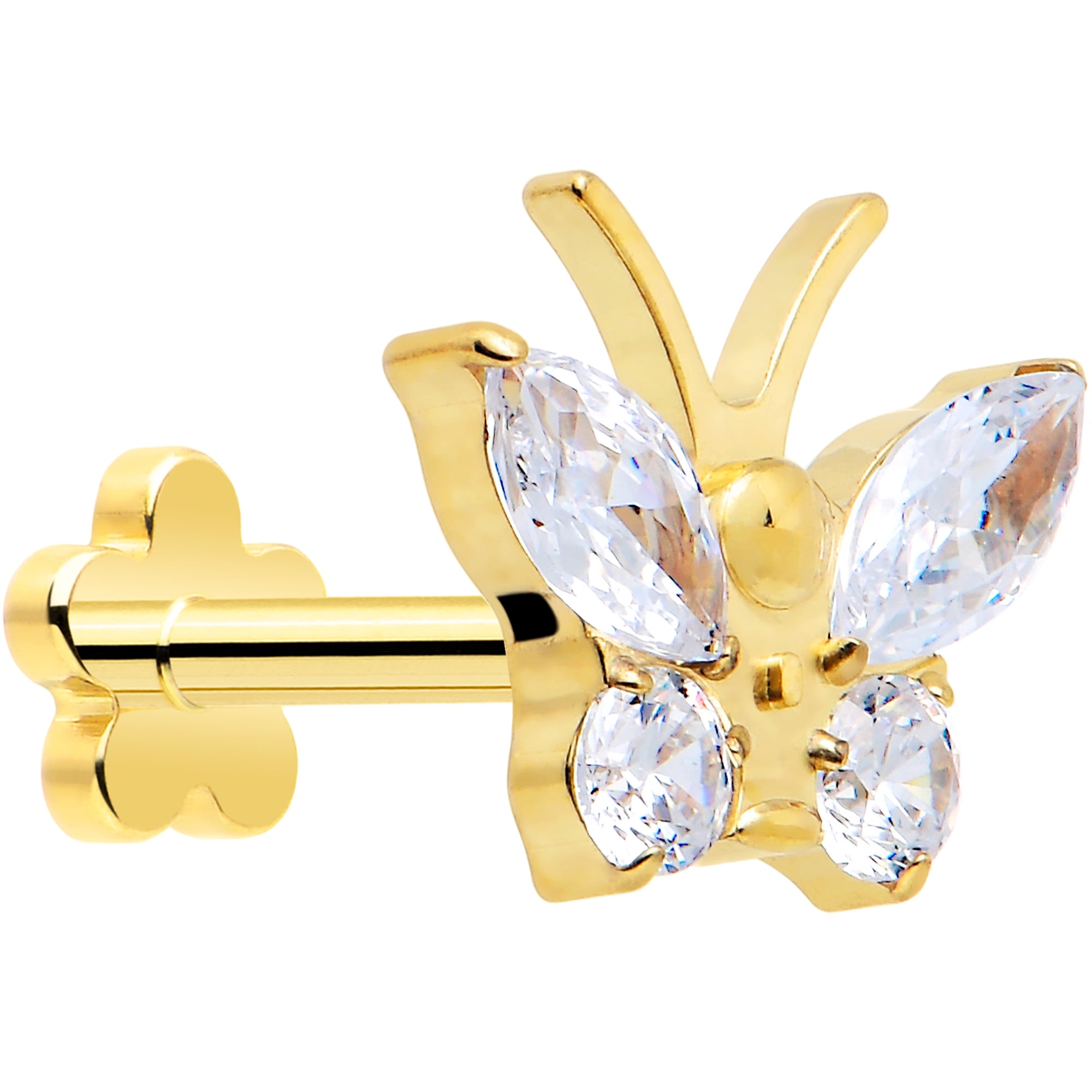 Body Candy 16G ASTM F-136 Titanium Flower Reversible Butterfly ...