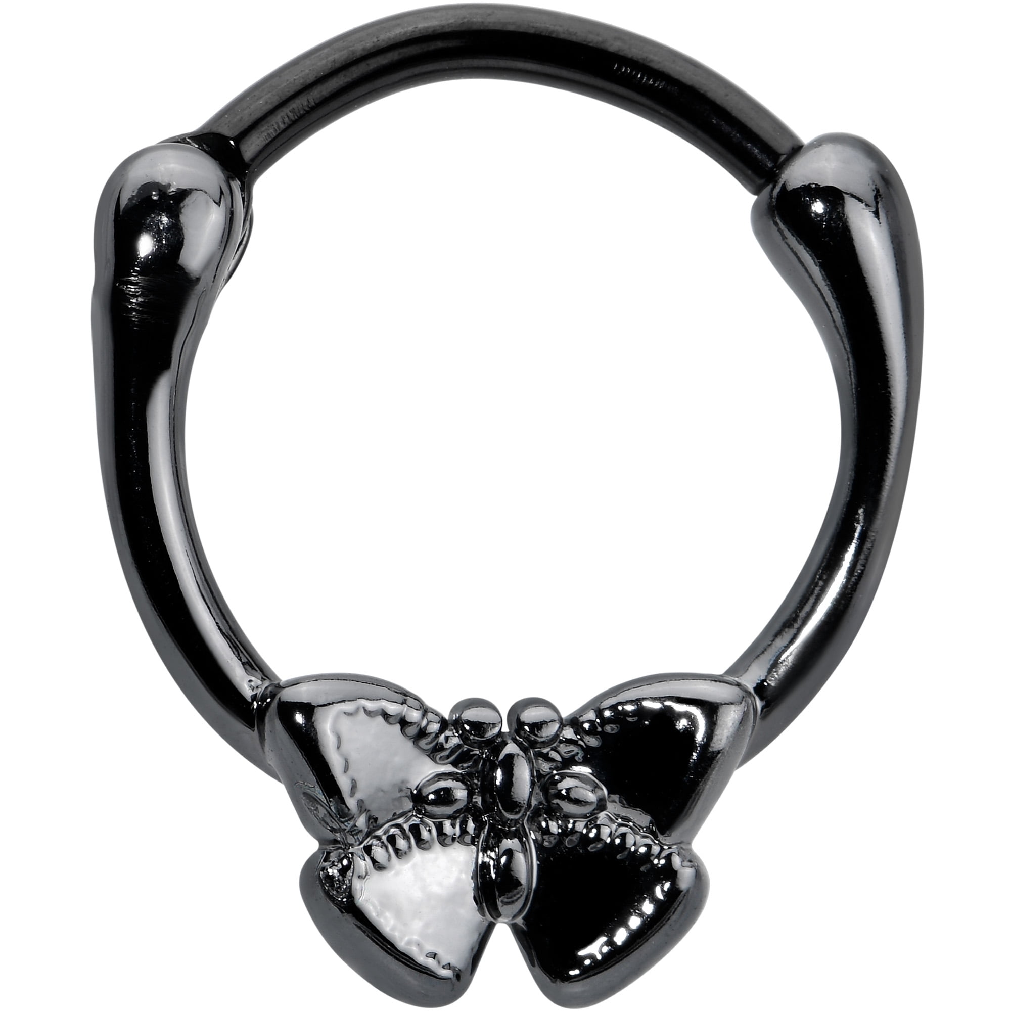 Body Candy 16G Black PVD 316L Steel Septum Jewelry Simple Textured ...