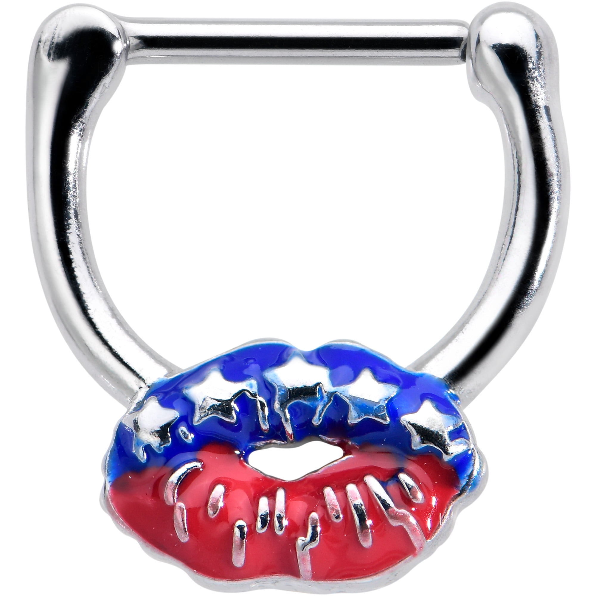 Body Candy 16G Surgical Steel Septum Jewelry Patriotic Kissy Lips Helix ...