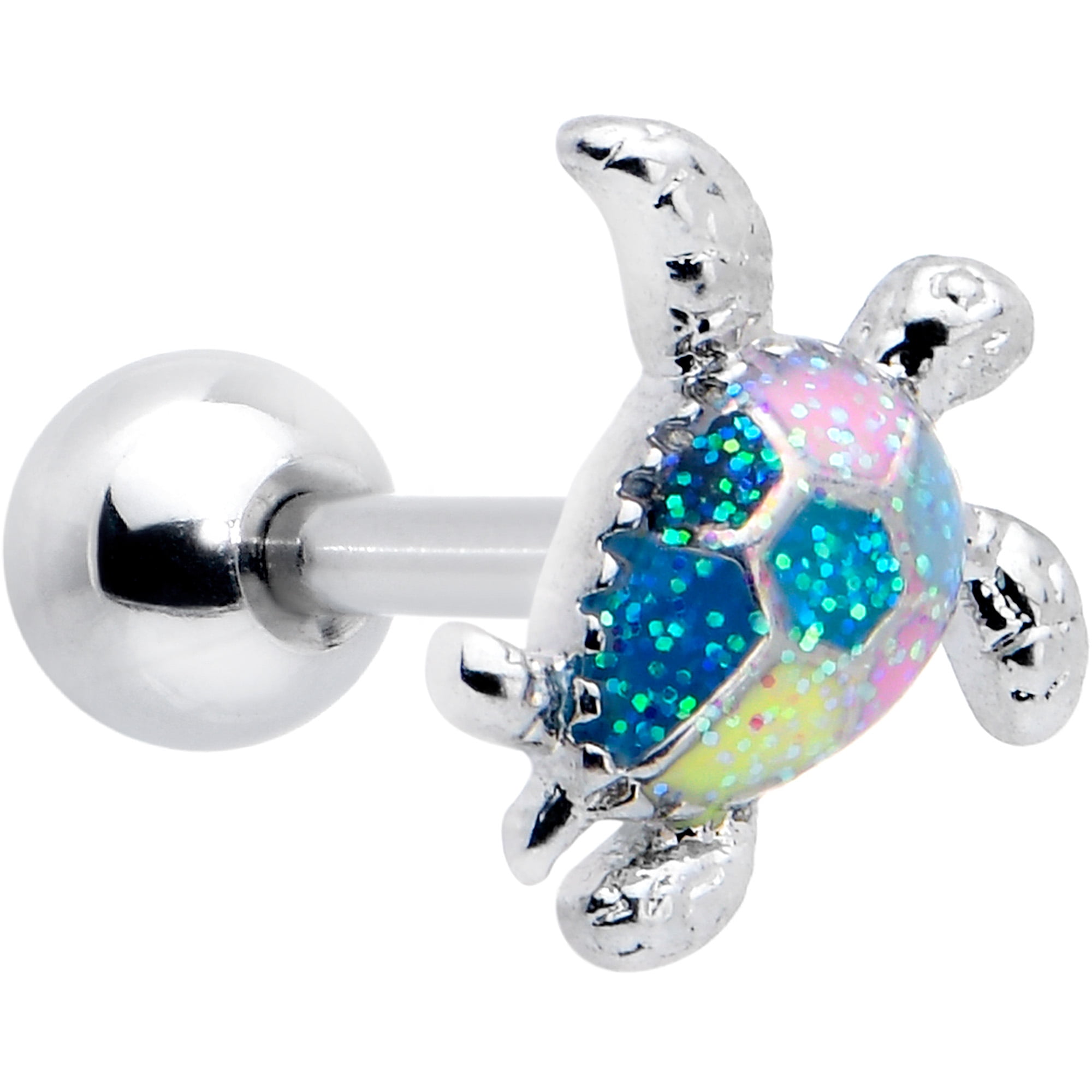 Body Candy 16G Womens 6mm 316L Stainless Steel Glitter Turtle Sea Turtle Mens Cartilage Earring ...
