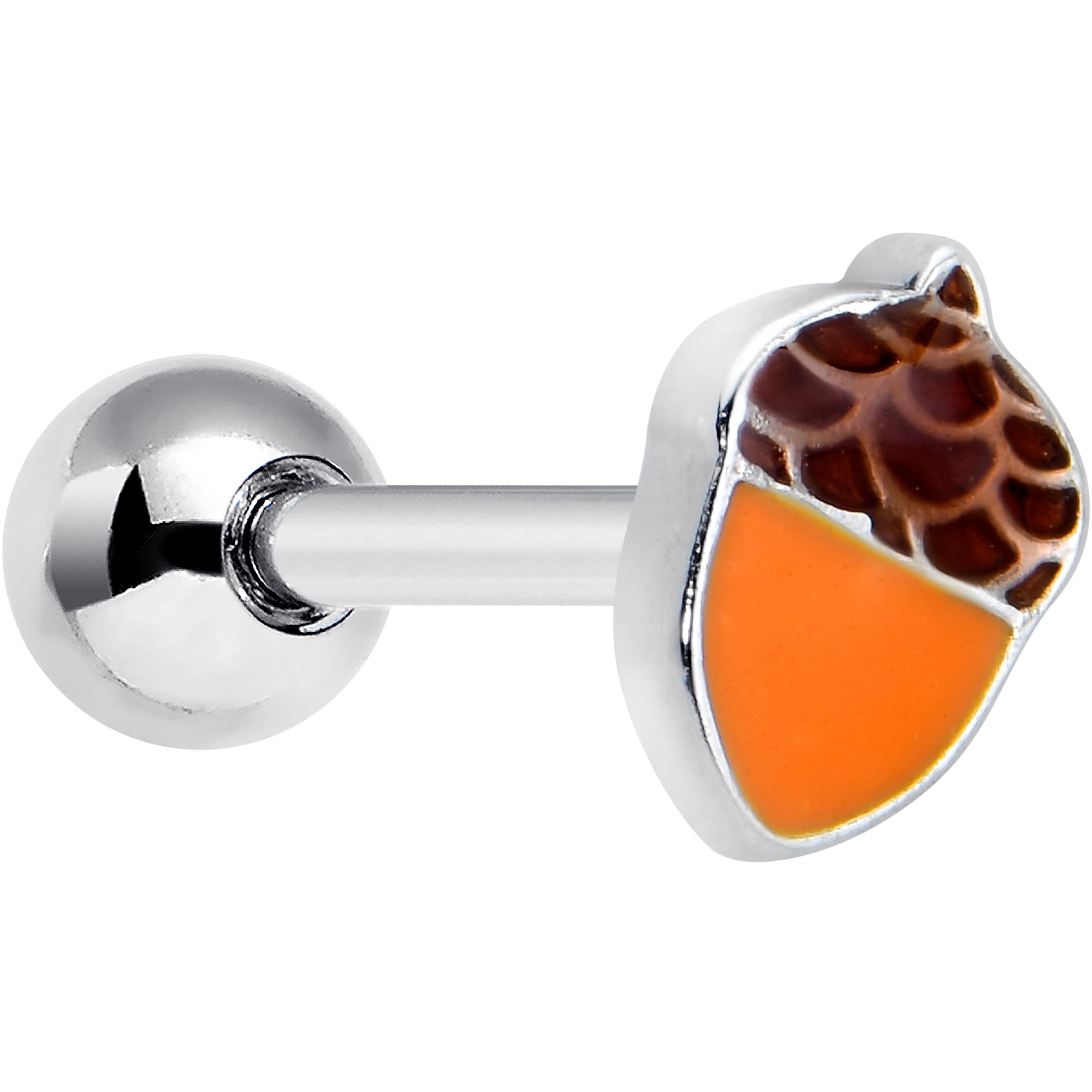 Body Candy 16G Womens 8mm 316L Stainless Steel Acorn Brown Orange Helix ...