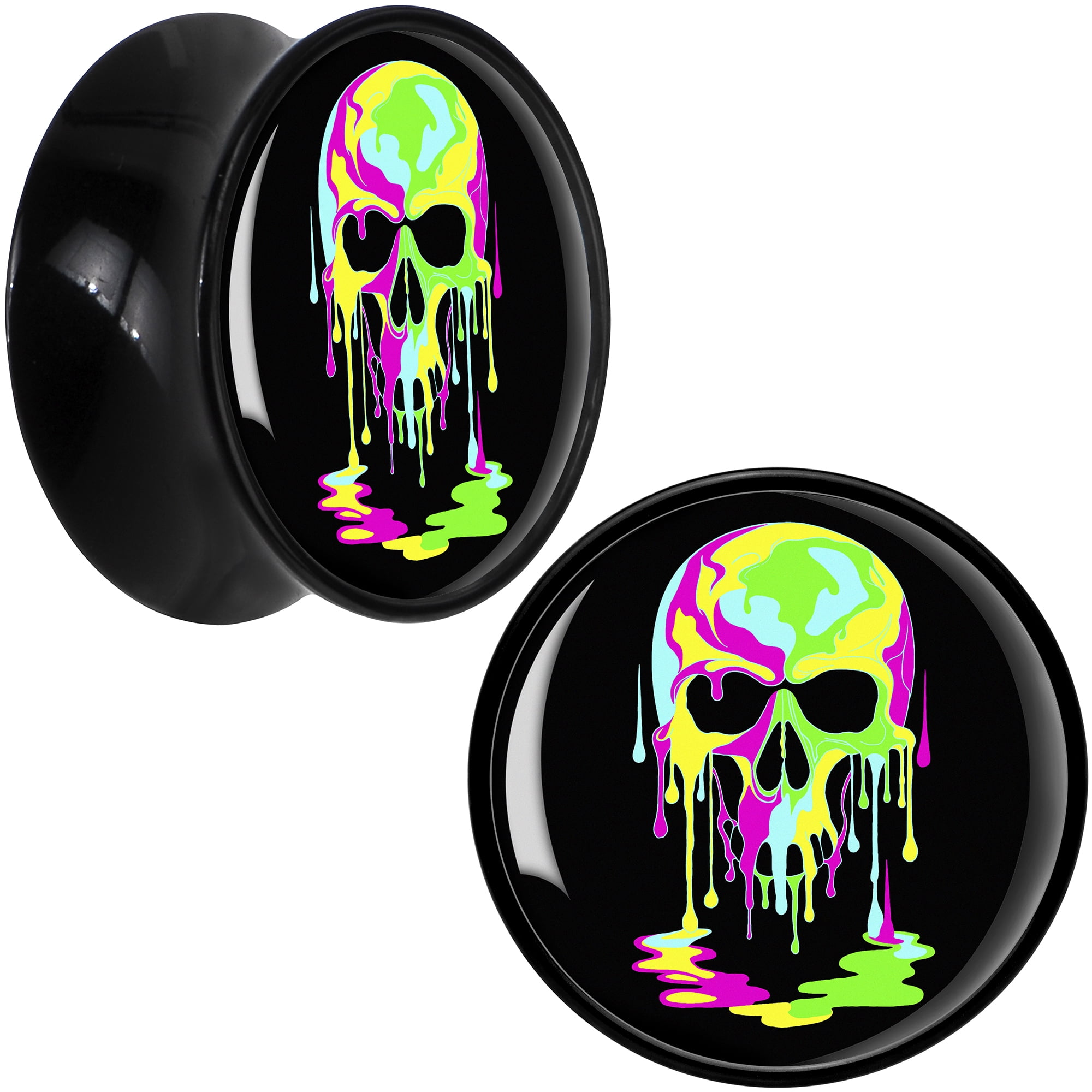 Body Candy 18mm Ultra Bright Melting Skull Acrylic Saddle Plug Set ...