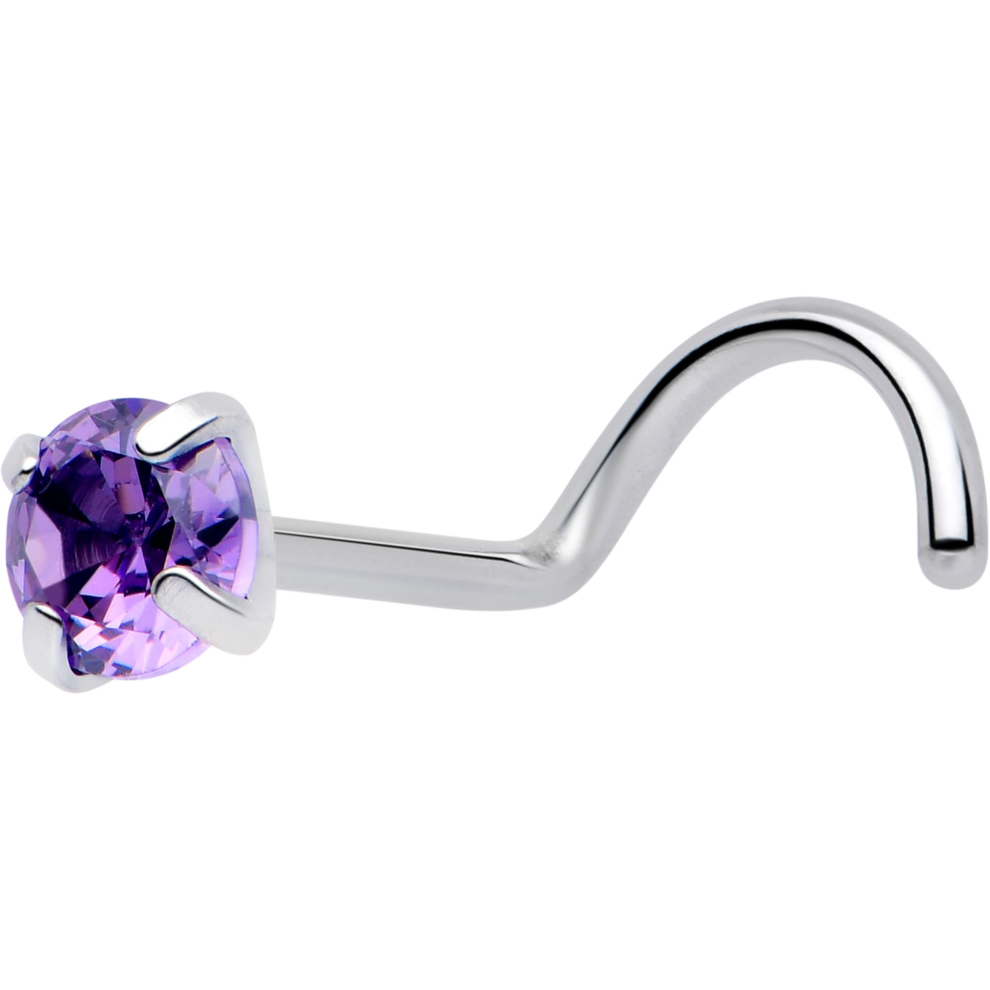 Body Candy 20 Gauge Purple 3mm CZ Prong Set Push-In Threadless Nose ...