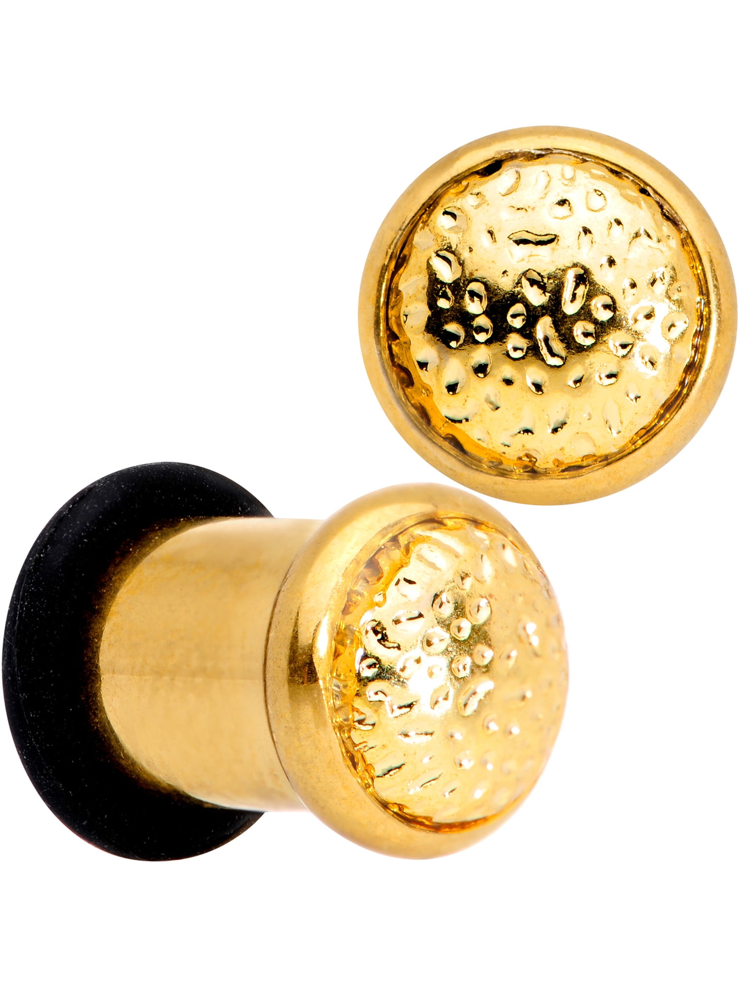 Body Candy 2G 2Pc Ear Plugs Plated Steel Hammered Finish Single Flare ...