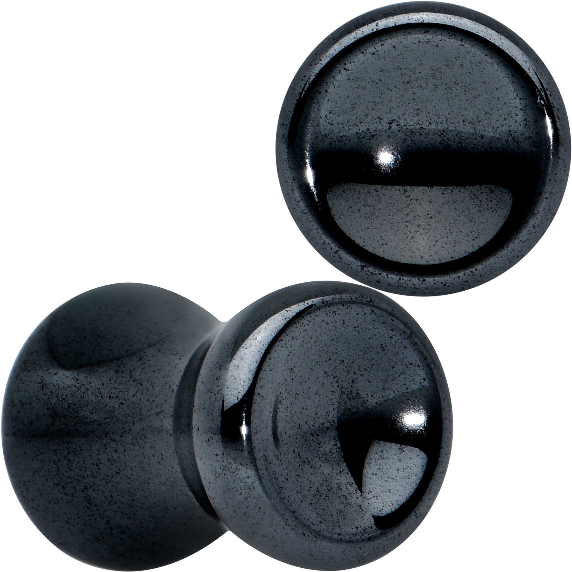 Body Candy 2PC Solid Black Hematite Stone Concave Saddle Plugs Double ...