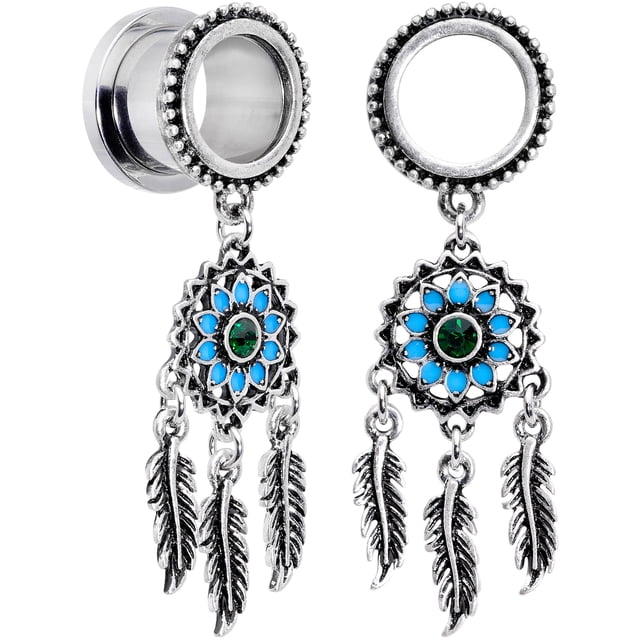 Body Candy 2Pc Steel 1/2" Double Flare Screw Fit Tunnel Plug Feather ...