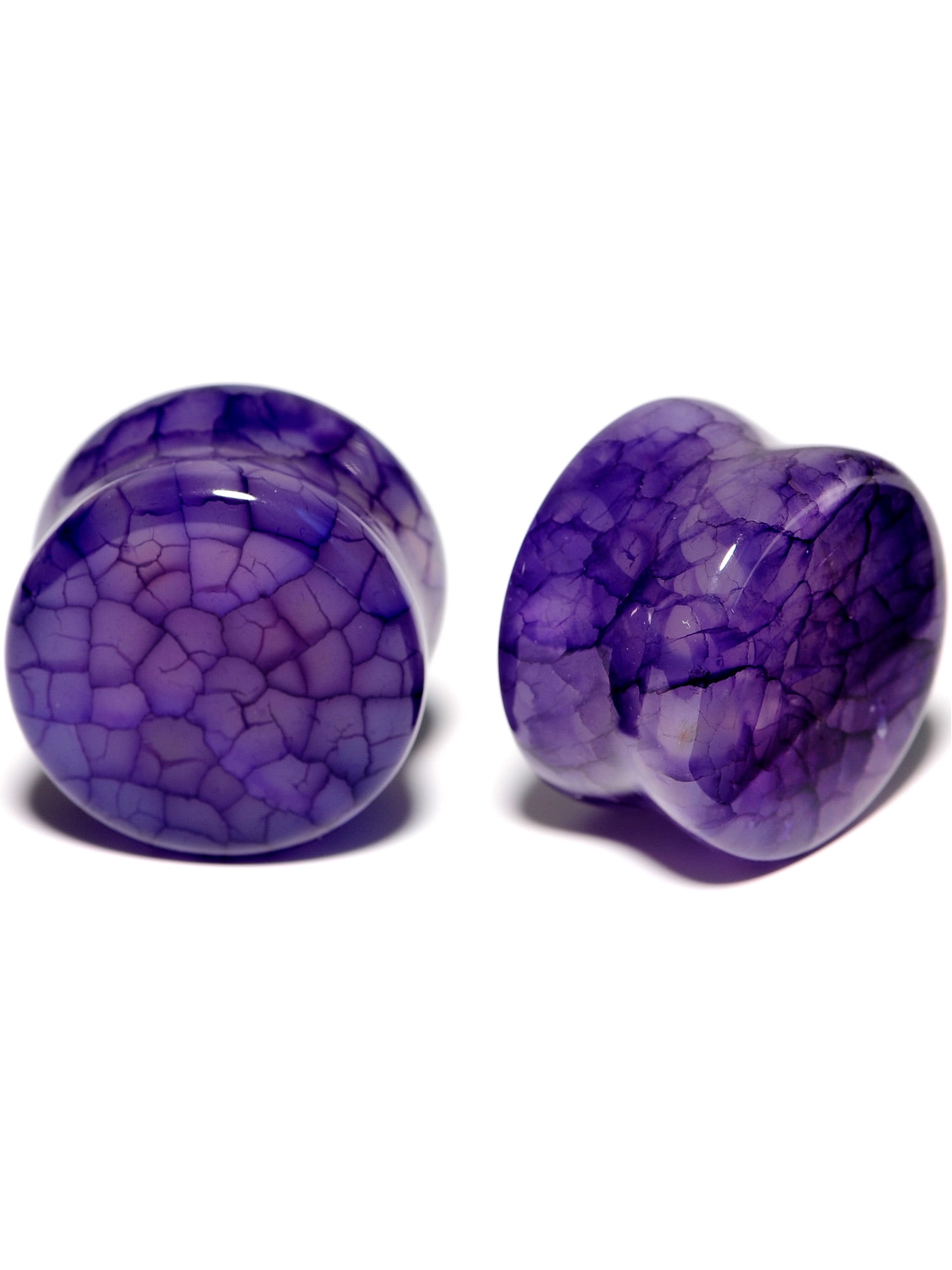 Body Candy 3/4" Unisex 2PC Organic Solid Purple Stone Saddle Plugs ...
