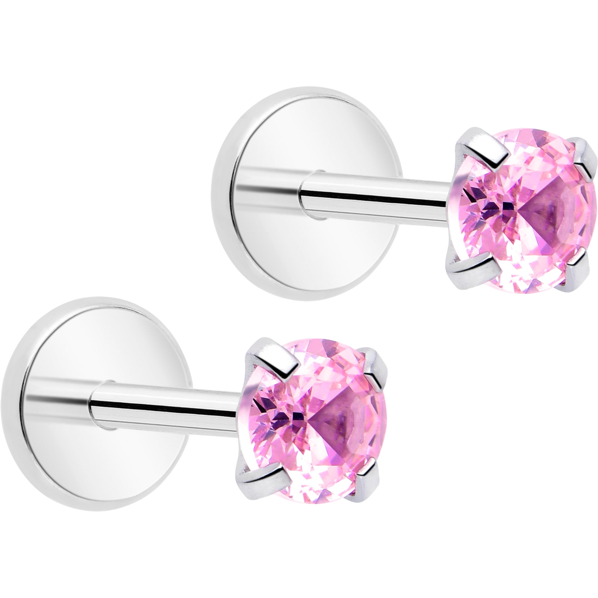 Body Candy 3mm Pink Surgical Steel Flat Back Earrings for Women - Push ...