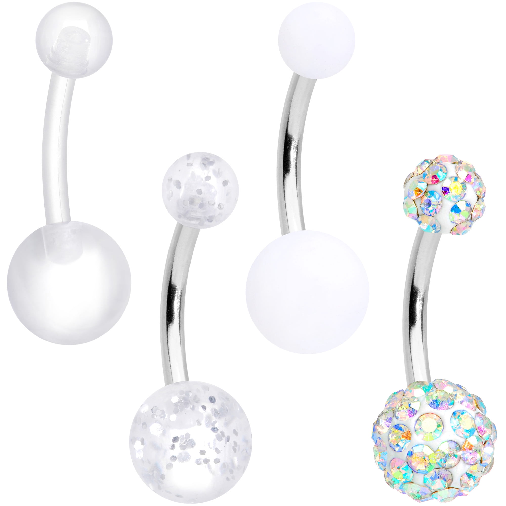 Body Candy 4Pc Aurora White Matte UV Clear Glitter Bonus Pack Steel ...