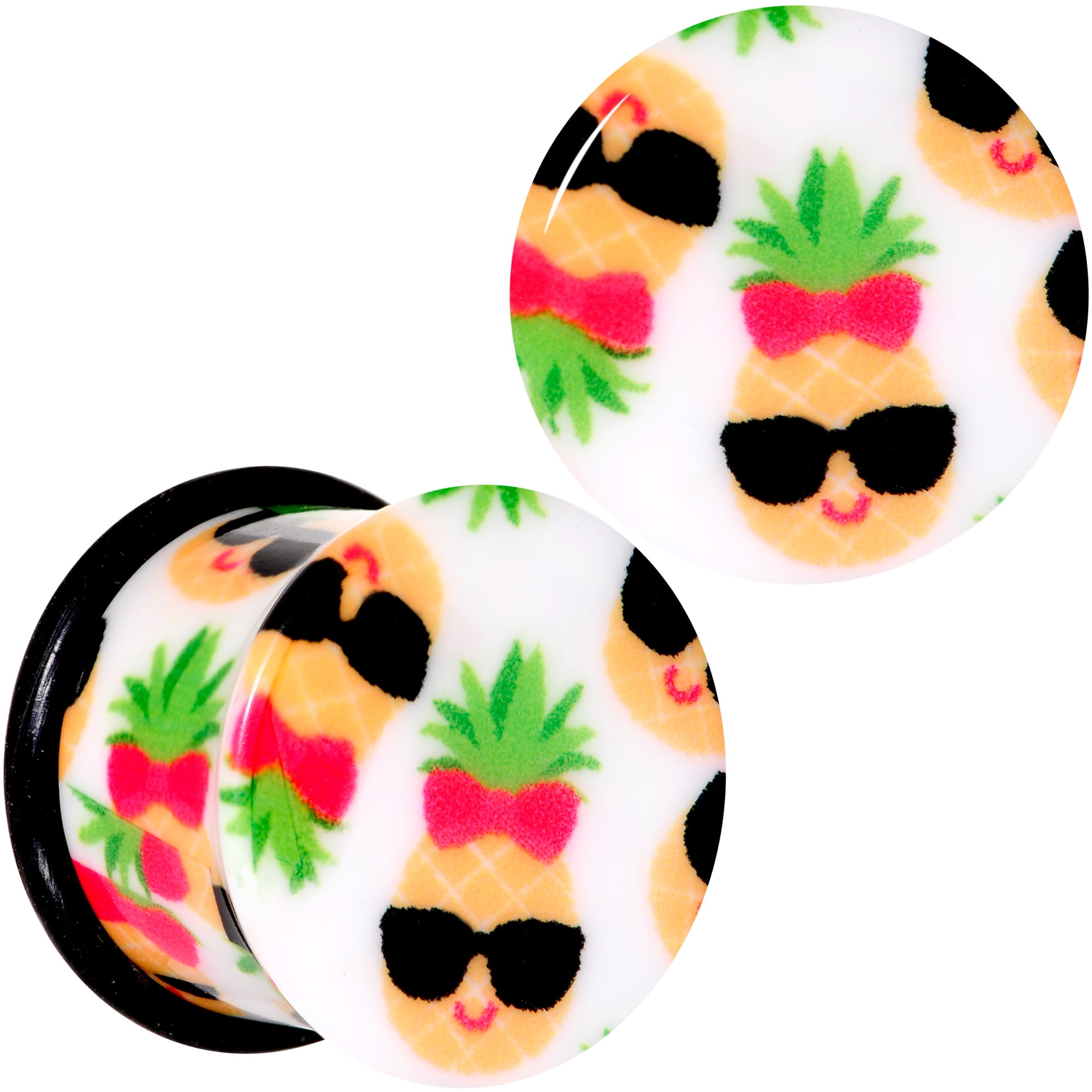 Body Candy 9/16” 2Pc Ear Plugs White Acrylic Cool Pineapple Single ...