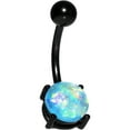 Body Candy Black Anodized Steel Iridescent Blue Accent Belly Button ...