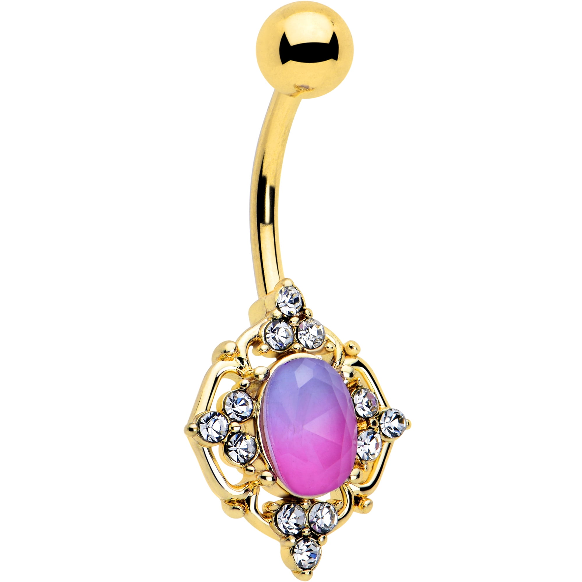 Body Candy Double Mount Belly Ring - 316L Stainless Steel Navel Ring ...