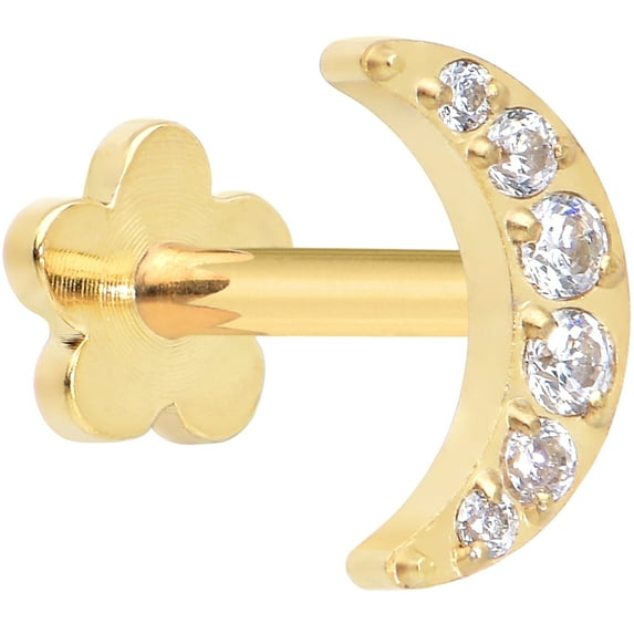 Body Candy Flat Back Cartilage Earring - 18 Gauge 1/4 14k Gold Plated ...