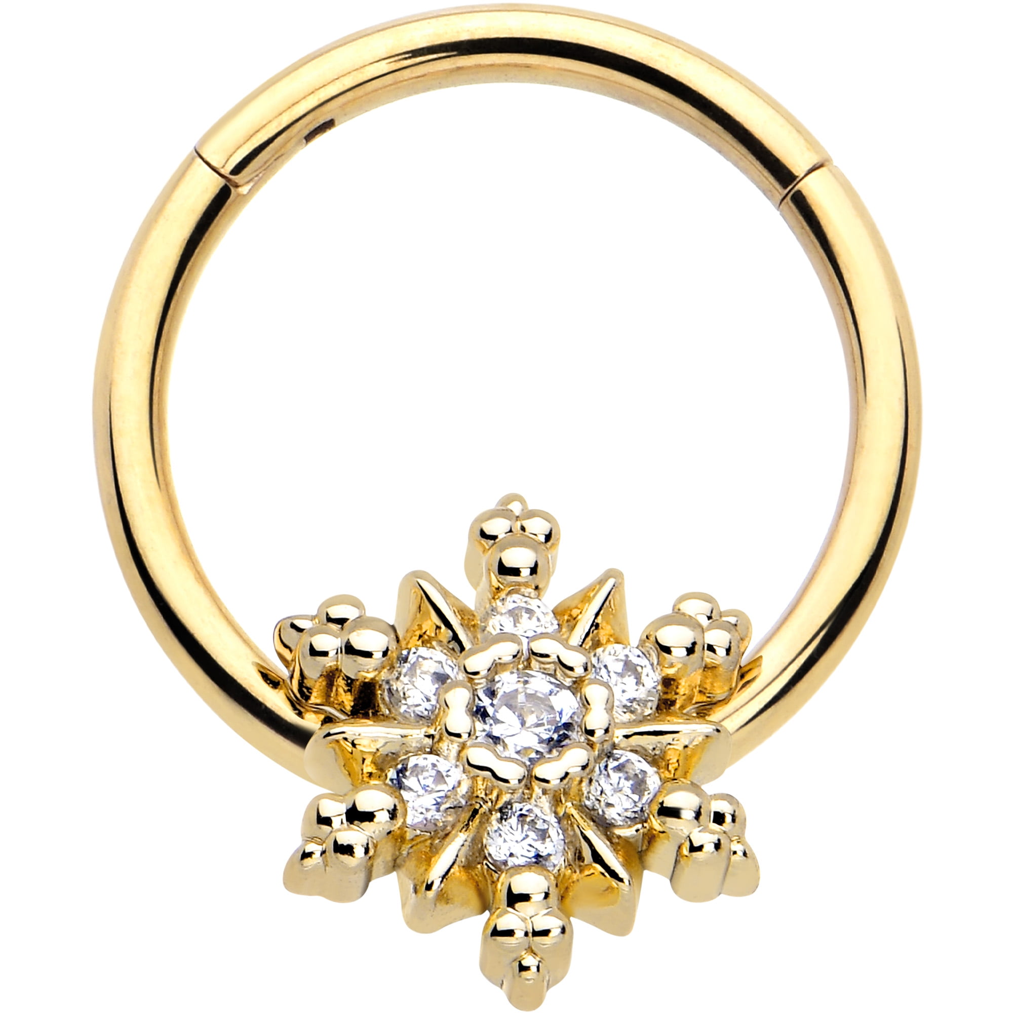 Body Candy Glam Snowflake Nose Ring - 316L Stainless Steel Segment Ring ...