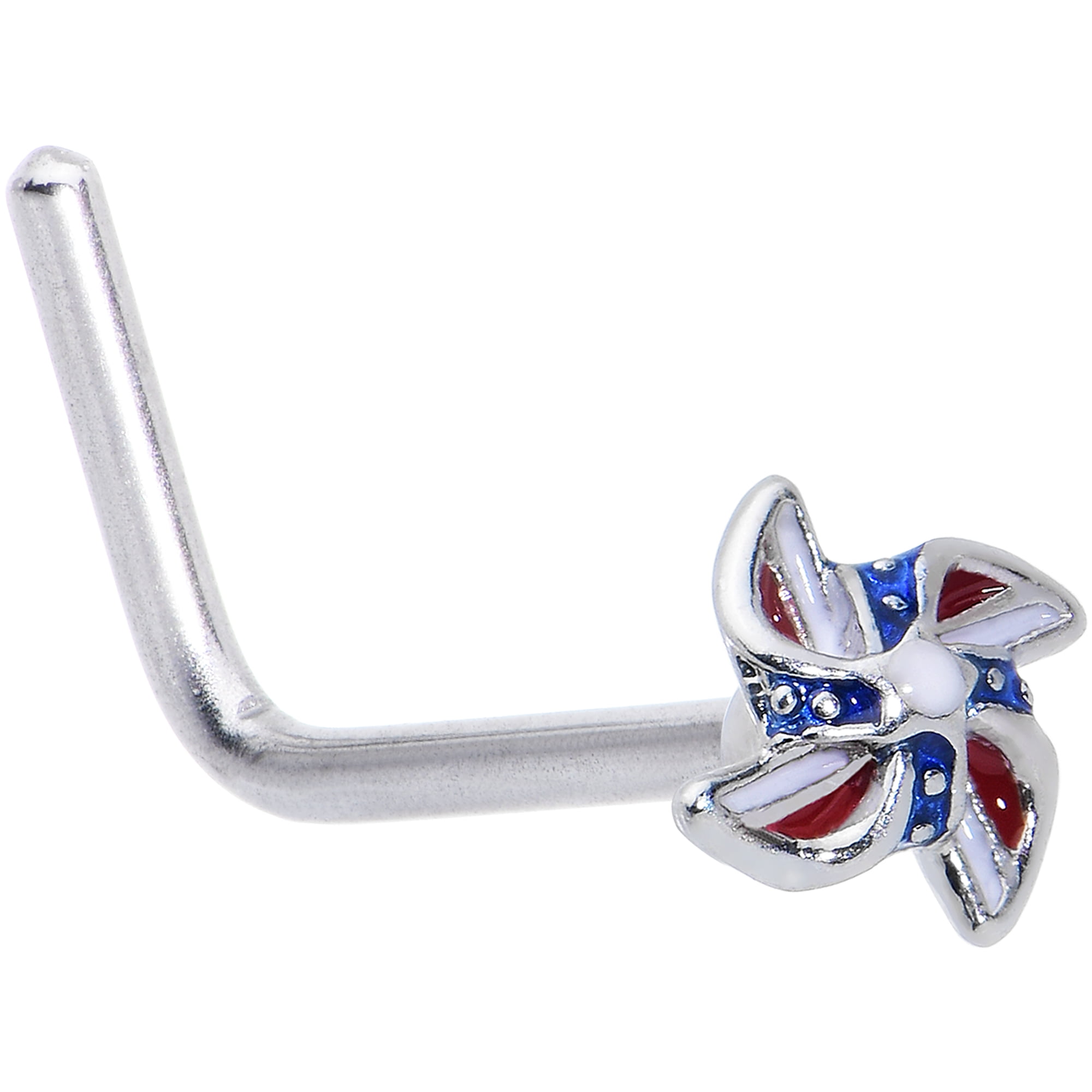 Body Candy L Shaped Nose Ring Womens 20G 6mm 316L Stainless Steel Pinwheel Mens Nose Stud Body ...