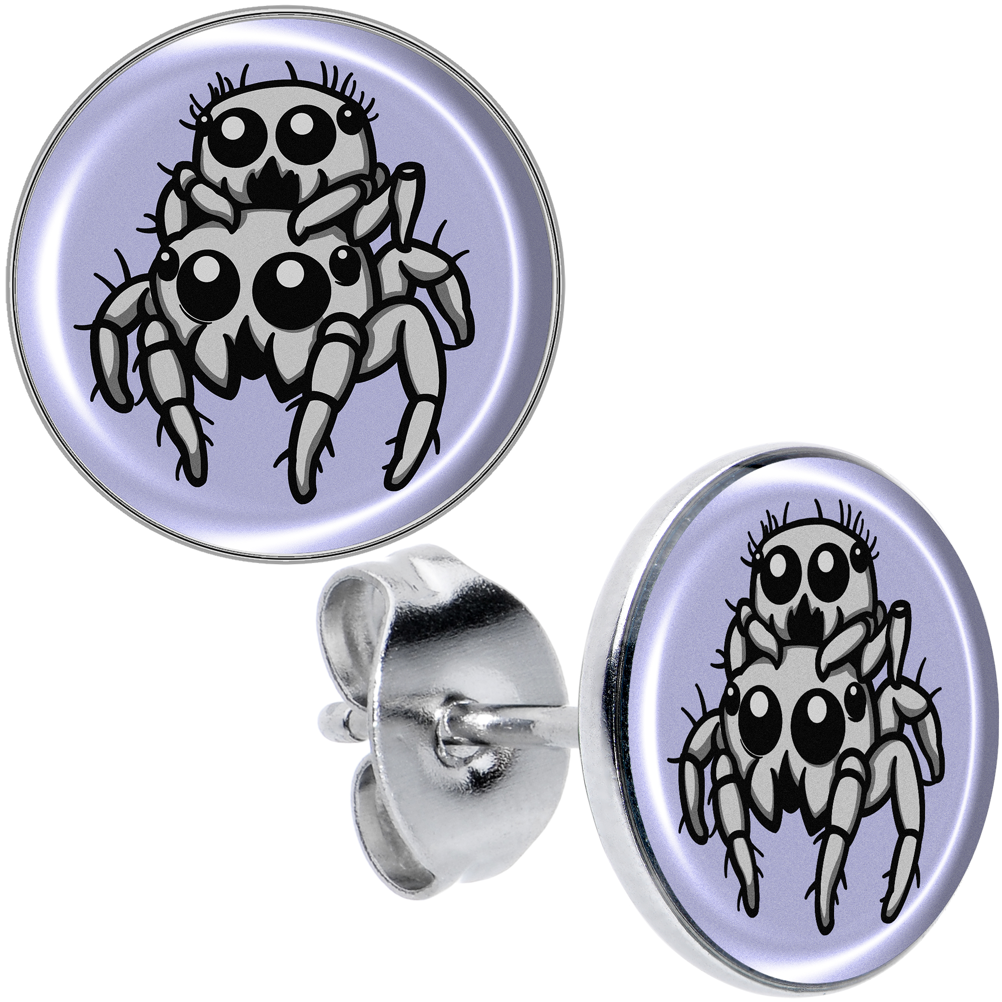 Body Candy Spider Earrings - Stainless Steel Leaping Leapfrog Spiders ...