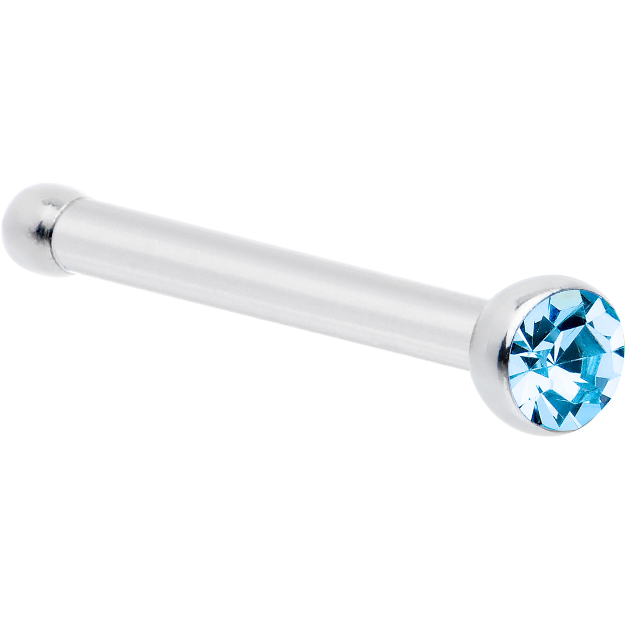 Body Candy Stainless Steel 1.57mm Light Blue Accent Micro Nose Bone 20 ...