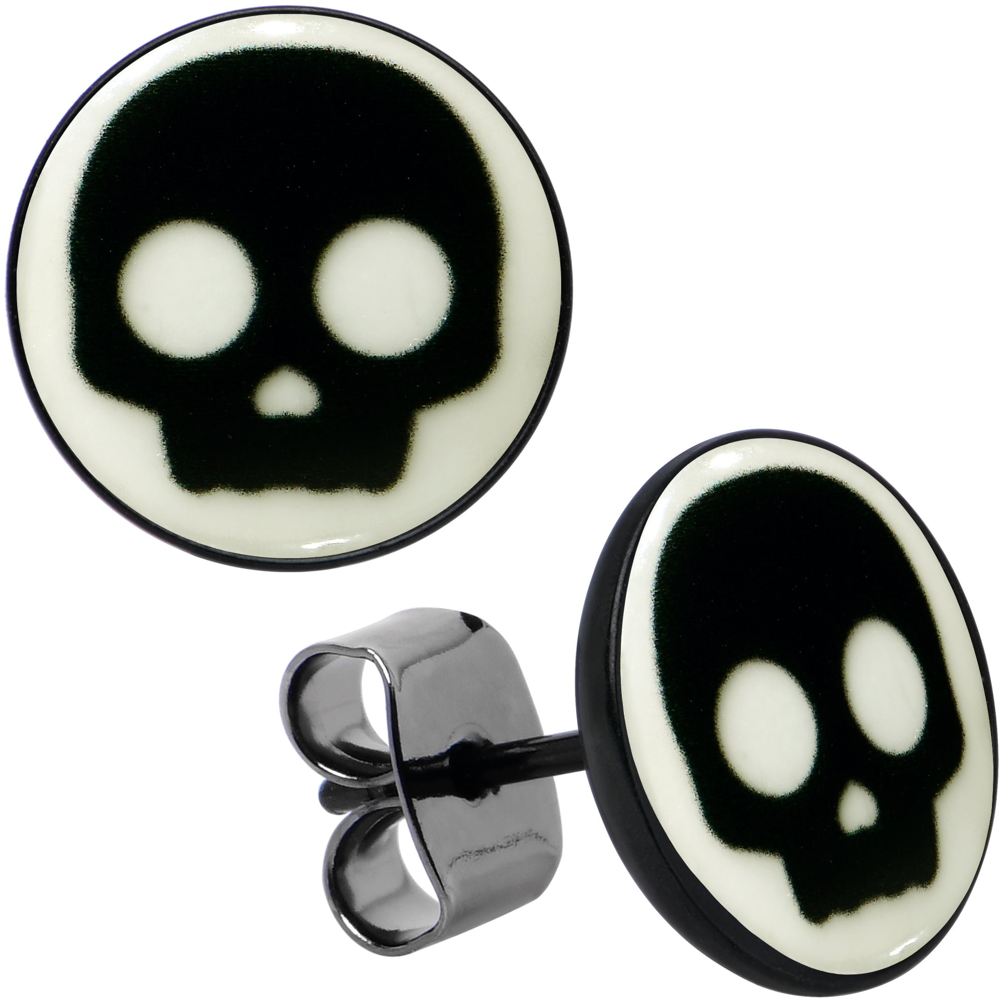 Body Candy Stainless Steel Simple Skull Glow in the Dark Pierced Stud ...