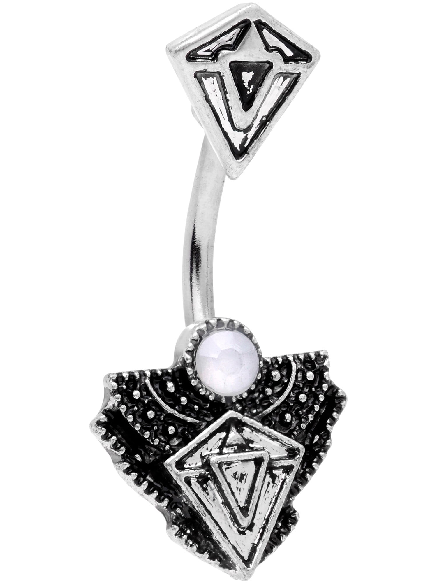 Body Candy Steel Navel Ring Piercing Iridescent White Accent Deco ...