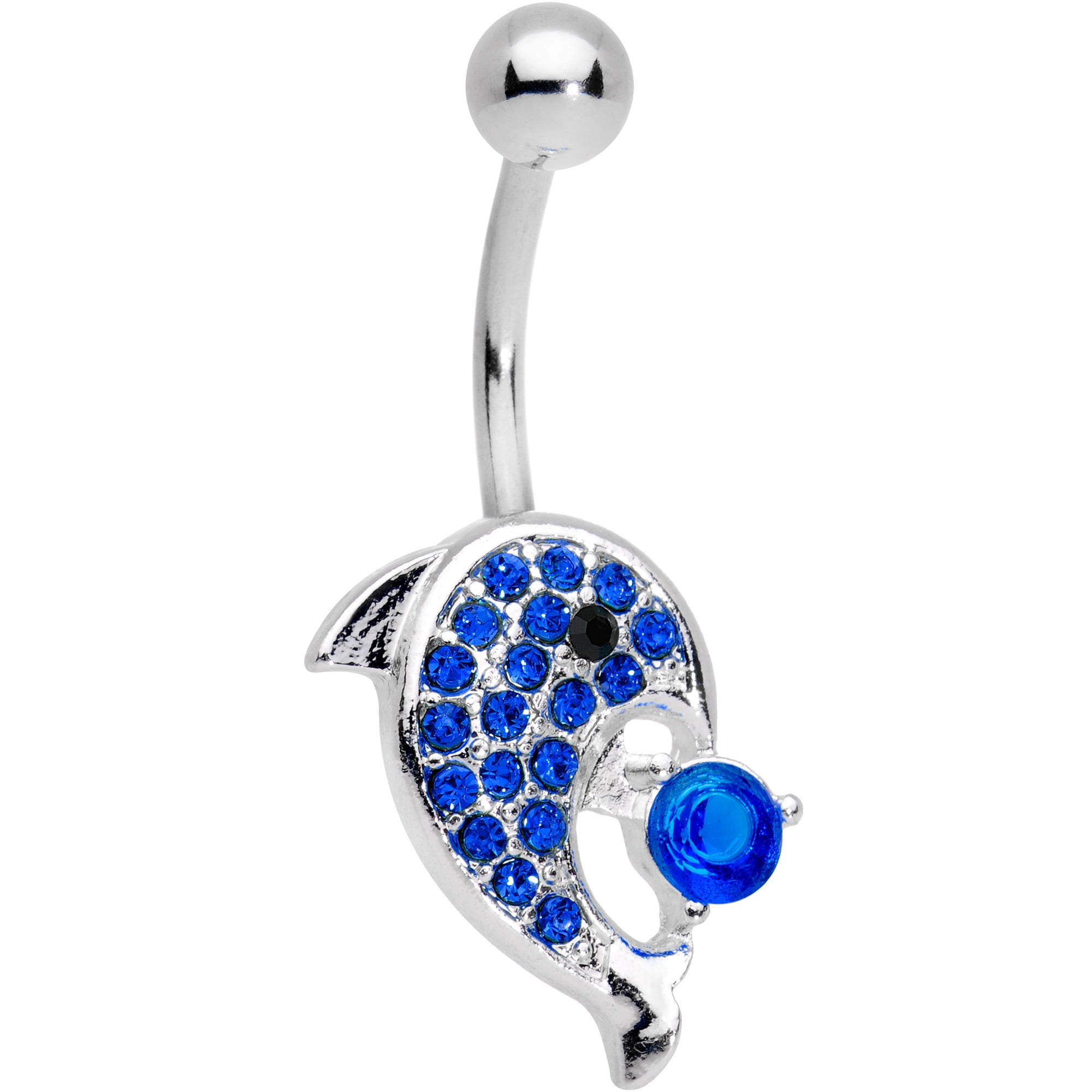 Body Candy Steel Royal Blue Accent Dolphin Belly Button Ring - Walmart.com