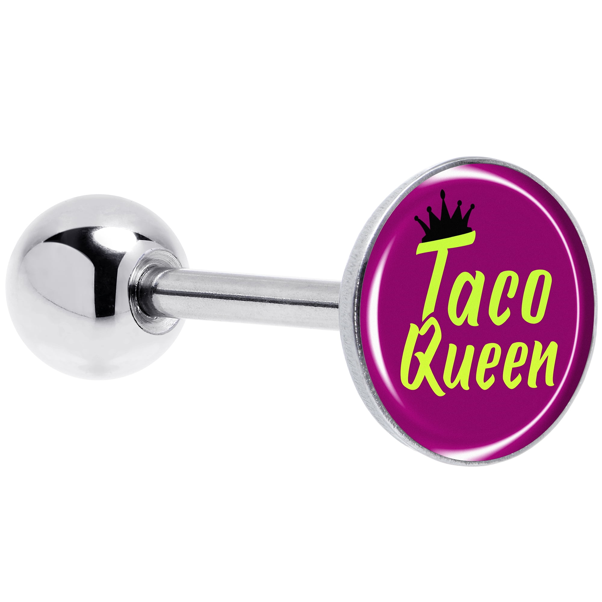 Body Candy Tongue Ring Taco Queen 14G Barbell Tongue Piercing Stainless ...