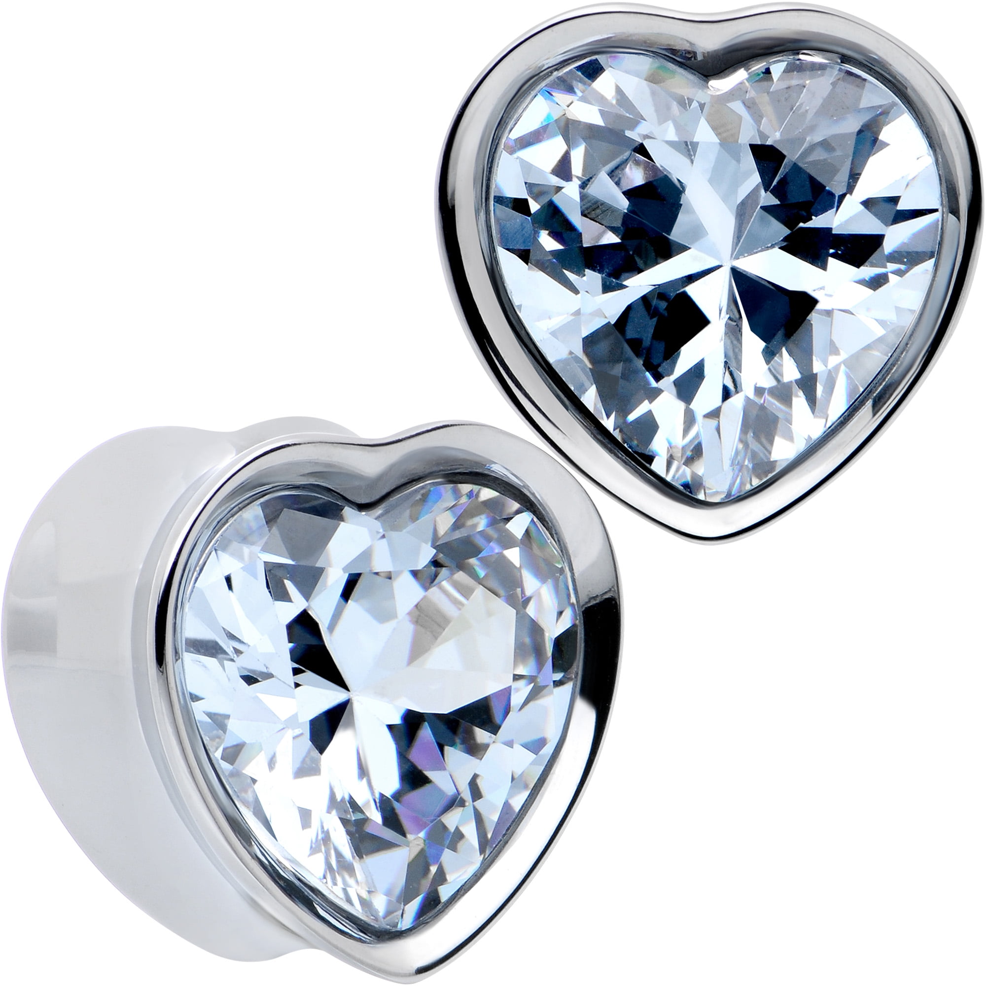 Body Candy Unisex Stainless Steel 5/8 Double Flare Heart Plug Earring ...