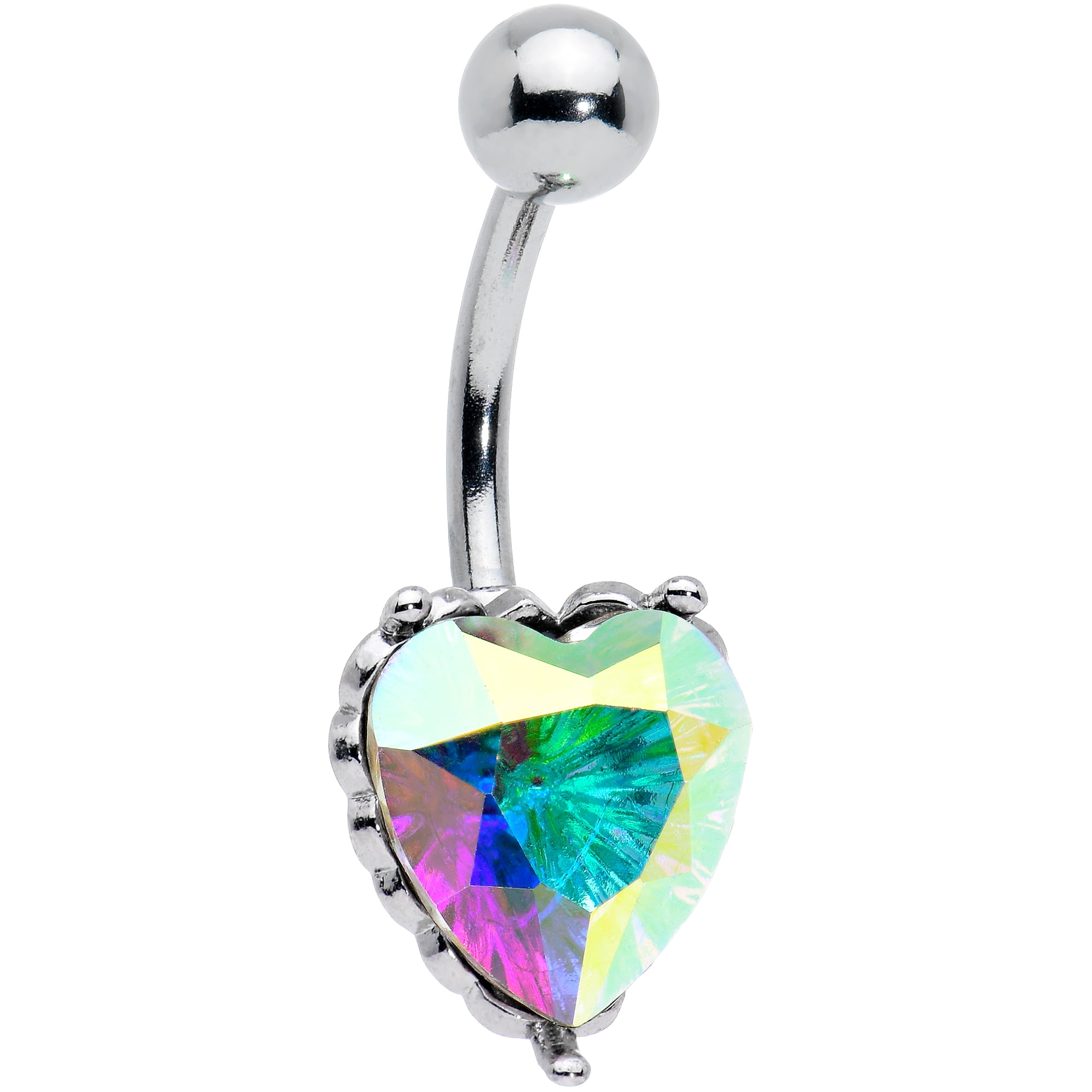 Body Candy Womens 14G 316L Stainless Steel Navel Ring Piercing Clear Heart Belly Button Ring ...